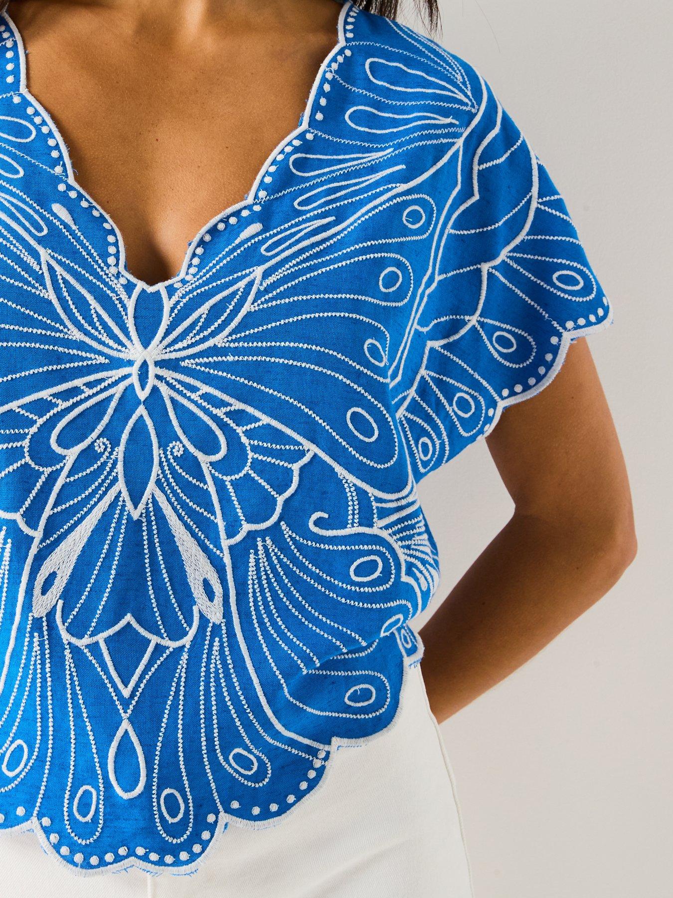V by Very Batwing Butterfly Top - Blue | Very