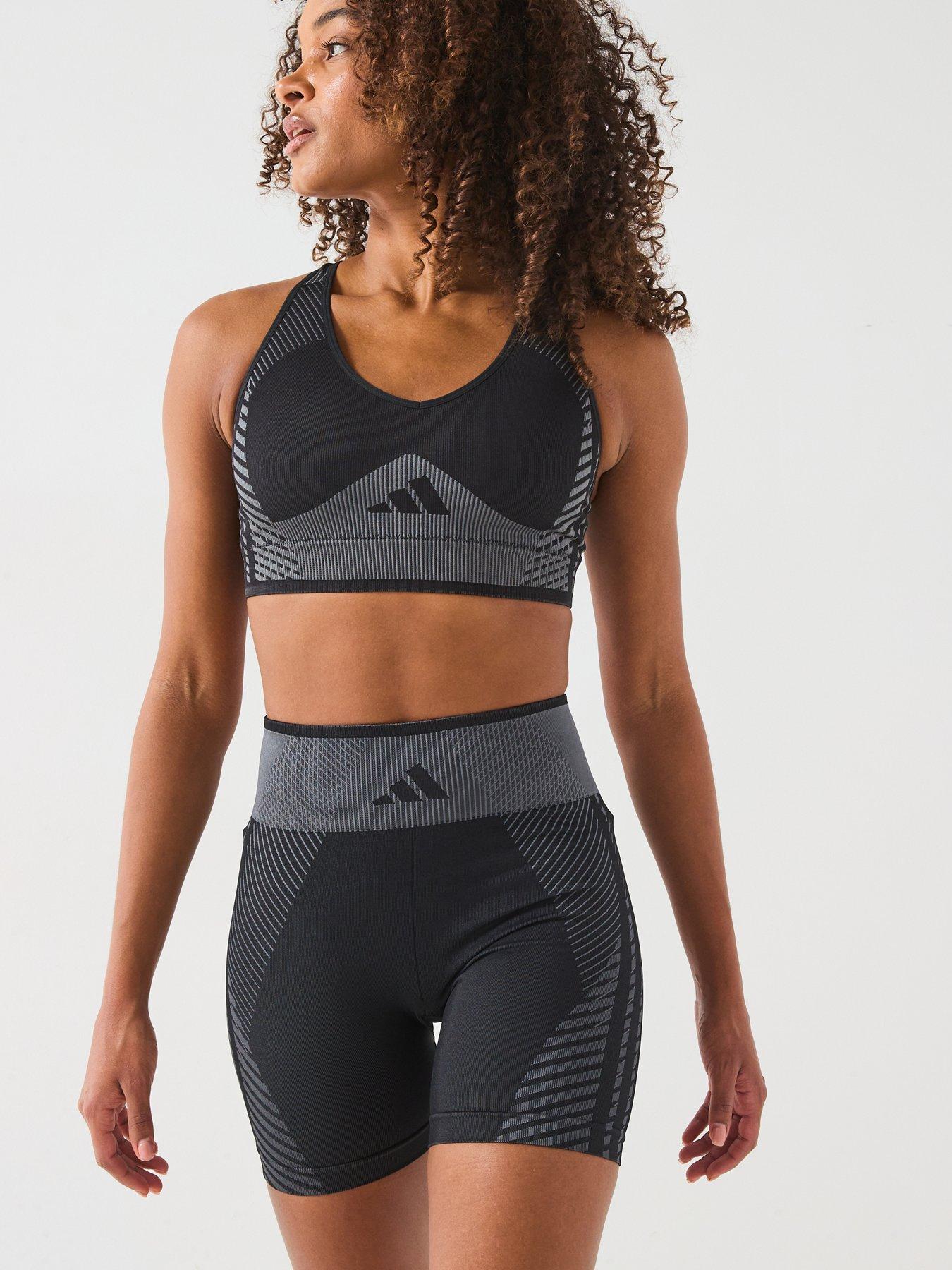 adidas Womens Training Knit Low Support Sports Bra - Black | Very