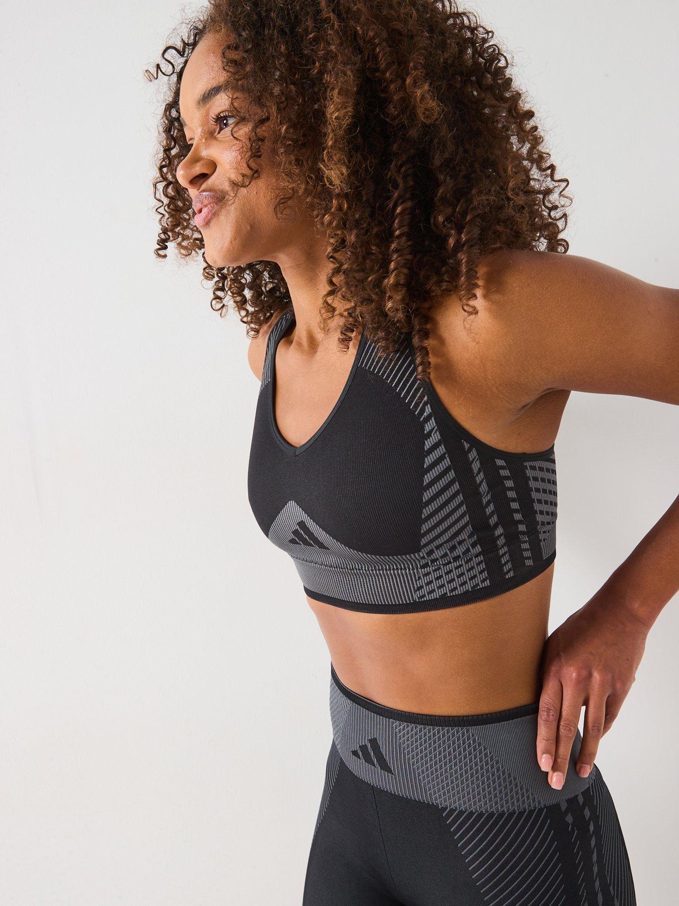 adidas Womens Training Knit Low Support Sports Bra - Black | Very