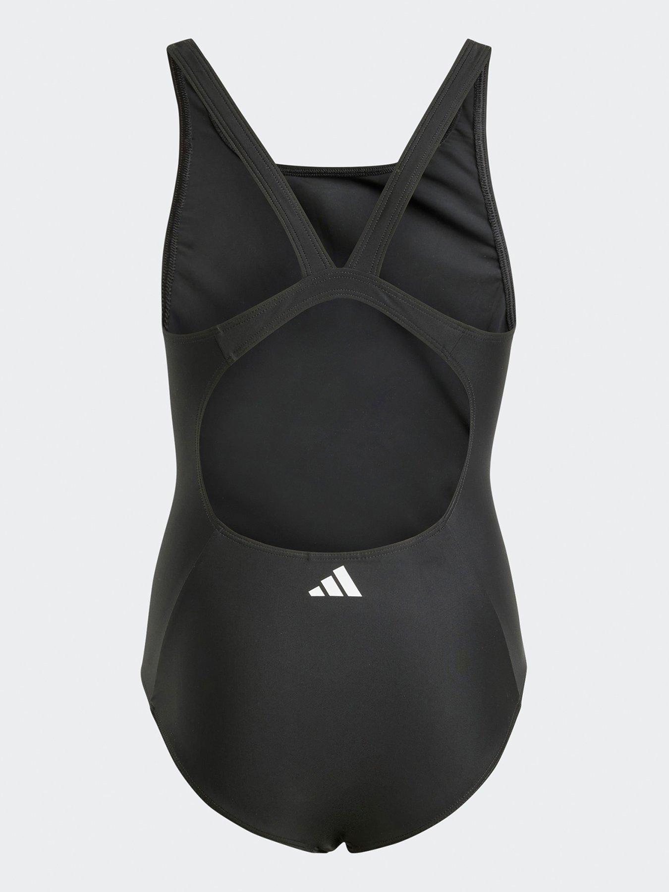 adidas Junior Girls 3 Stripe Swimsuit - Black | Very
