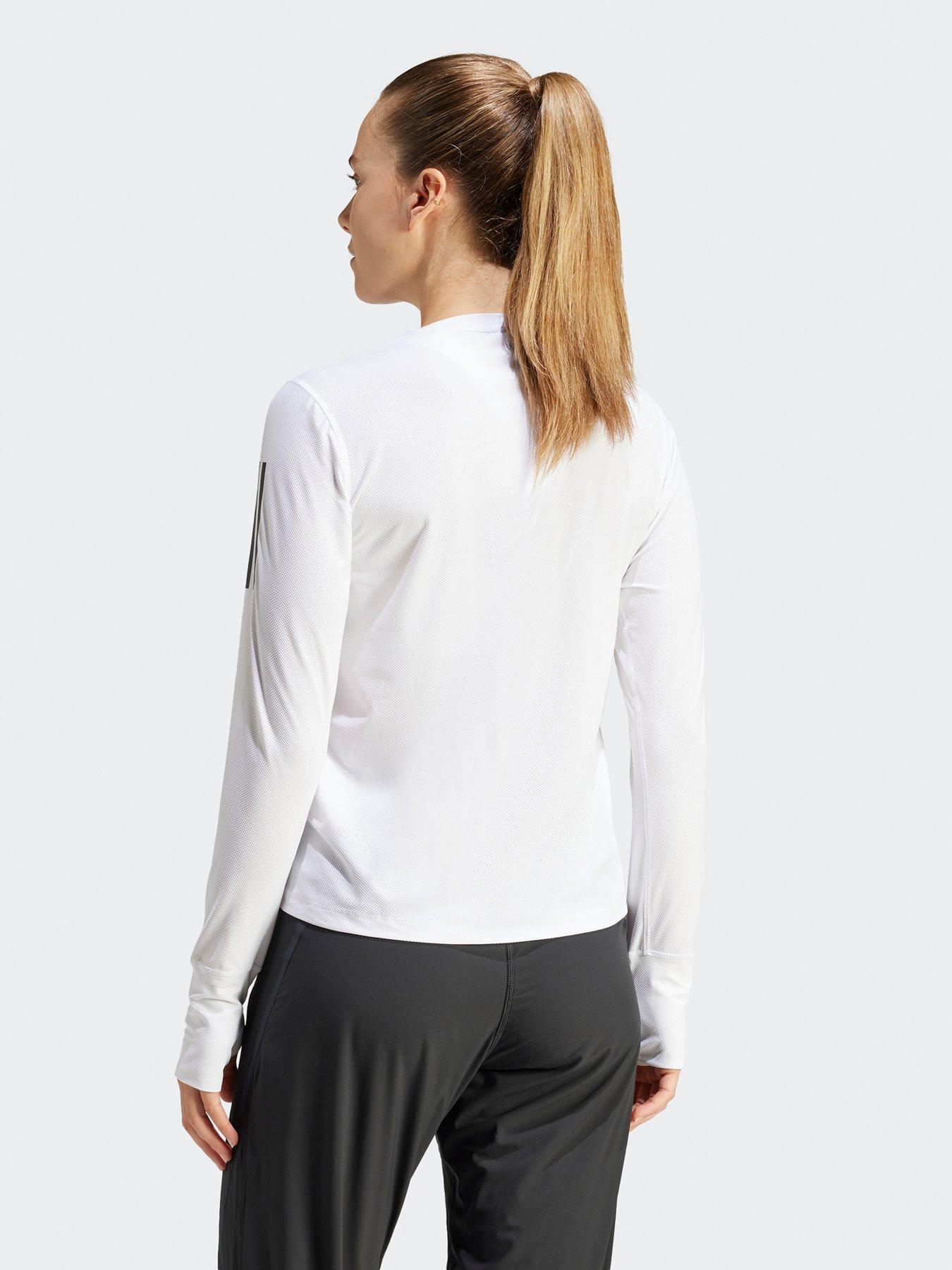 adidas Womens Running Own The Run Long Sleeve Top - White | Very
