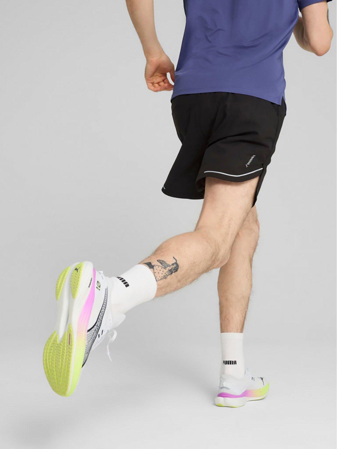 Puma Men's Running Ultraweave 5 Inch Shorts - Black/Glowing Red | Very