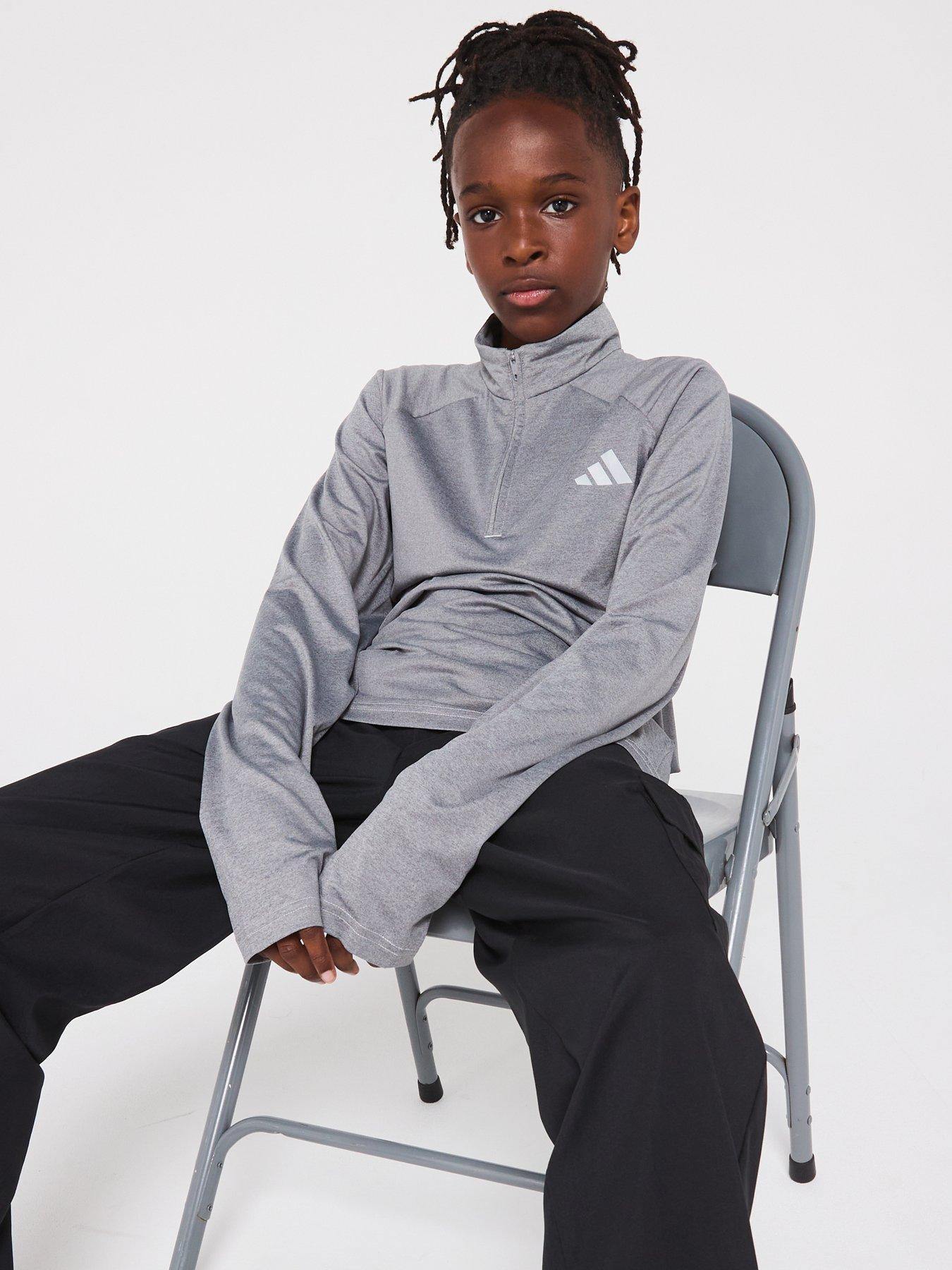 adidas Junior Boys Training Half Zip Top - Grey/Reflective Silver | Very