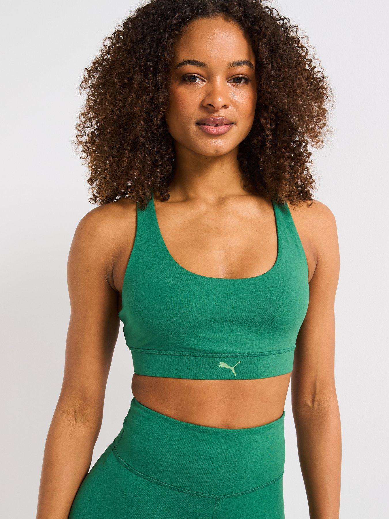 Puma Womens Training Evolve Mid Impact Bra - Green | Very