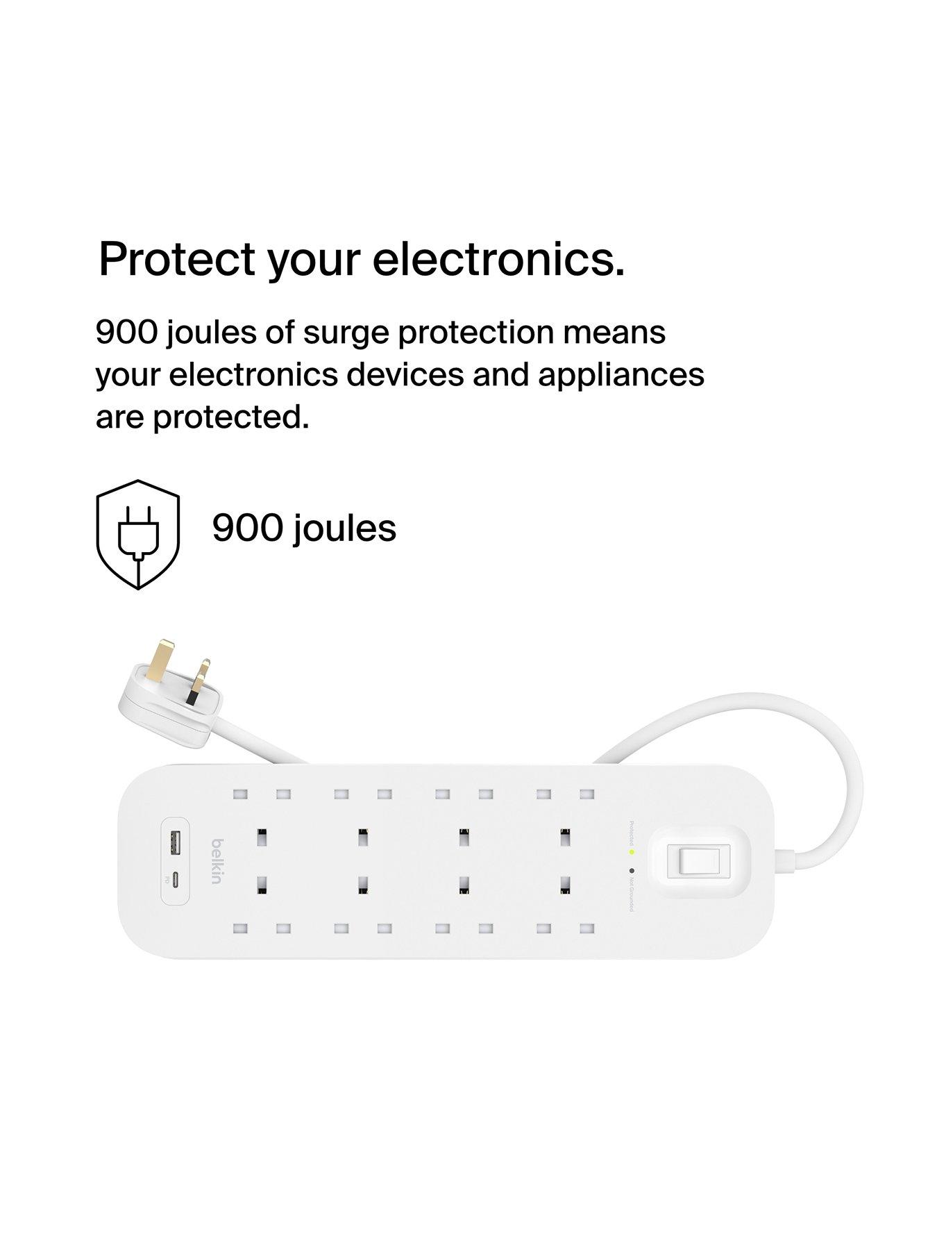 Belkin 8 Socket 2m USB A & C Surge Protected Extension Lead | Very
