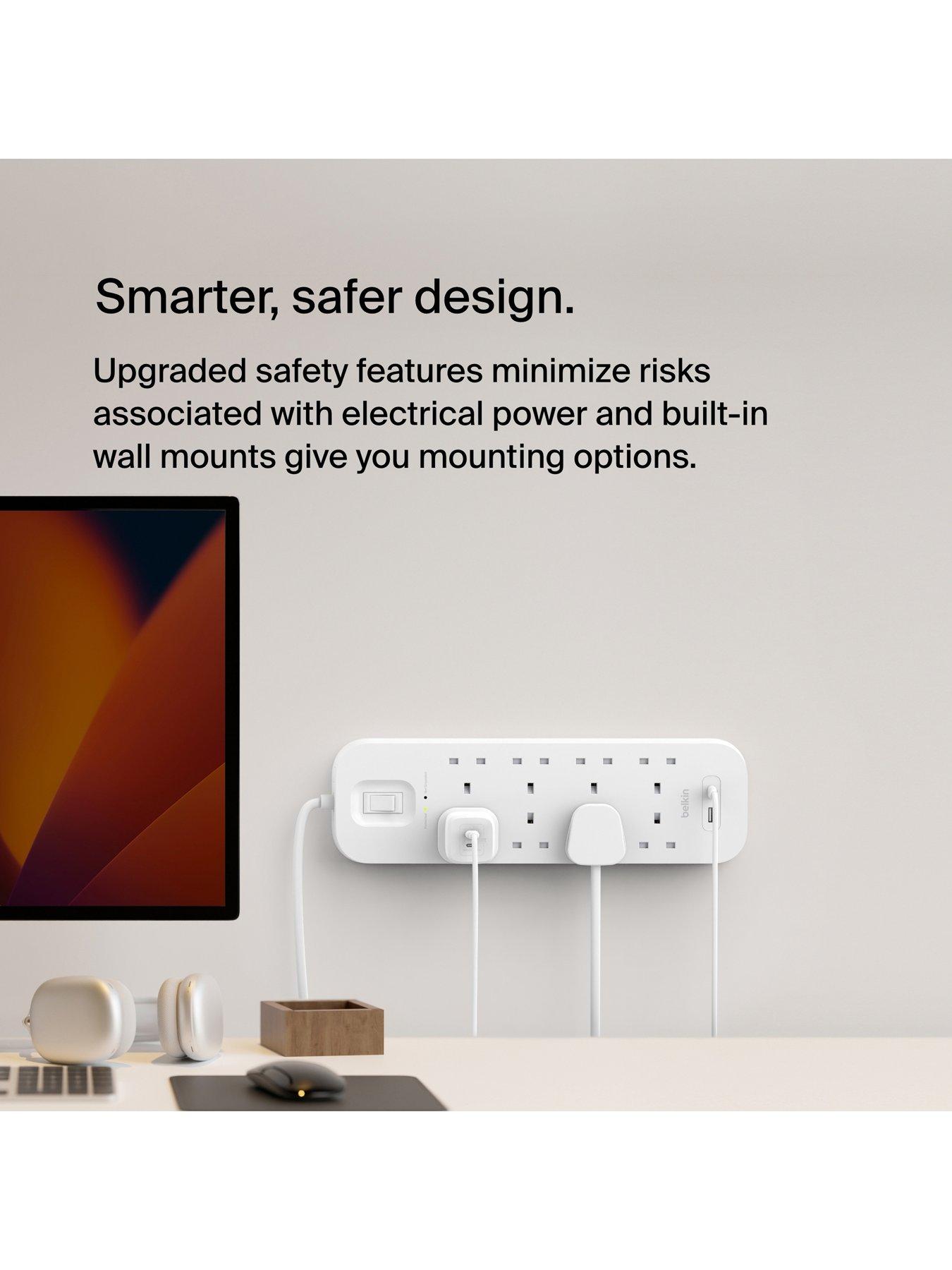 Belkin 8 Socket 2m USB A & C Surge Protected Extension Lead | Very