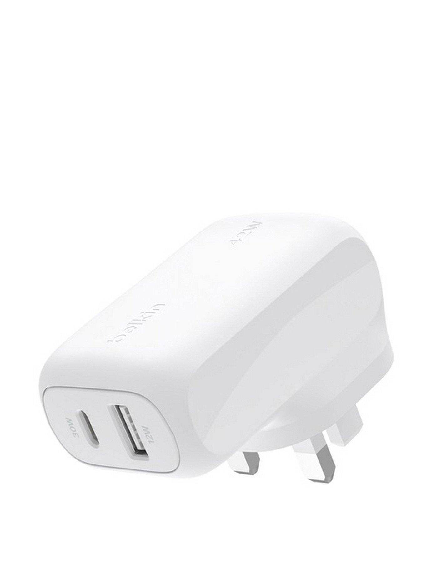 Belkin 42W USB-C and USB-A Dual Port Charger - White | Very