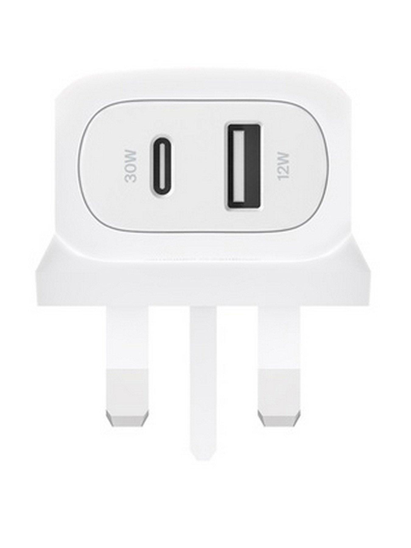 Belkin 42W USB-C and USB-A Dual Port Charger - White | Very