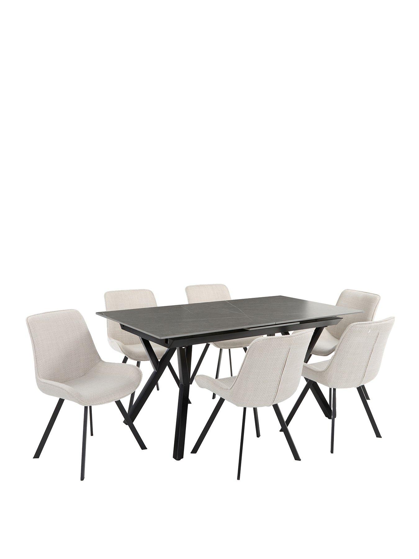 Very Home Corbin 160-200cm Extending Dining Table + 6 Arabella Dining ...