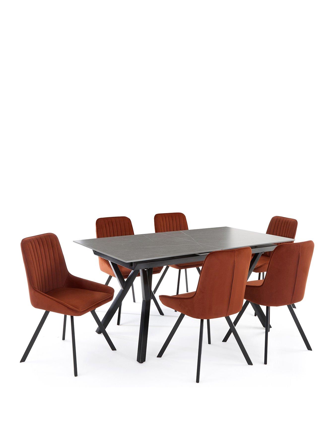 Very Home Corbin 160-200 cm Extending Black Dining Table + 6 Marlow ...