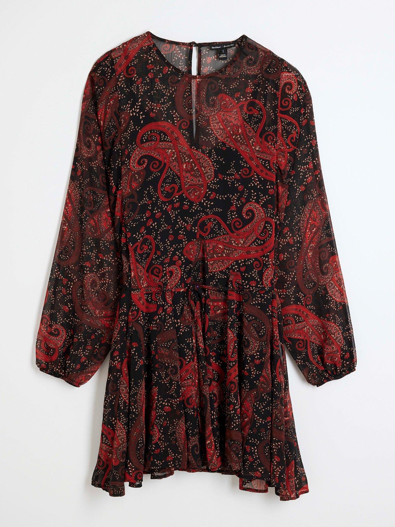 River Island Belted Print Mini Dress - Red | Very