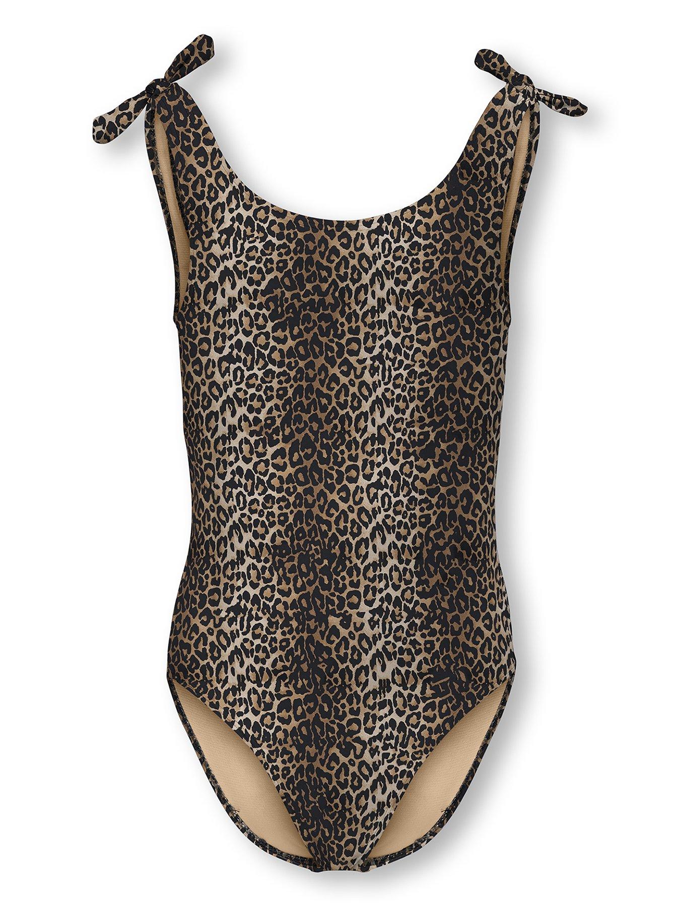 Only Kids Girls Leopard Print Knot Swimsuit - Humus Cool Leo | Very