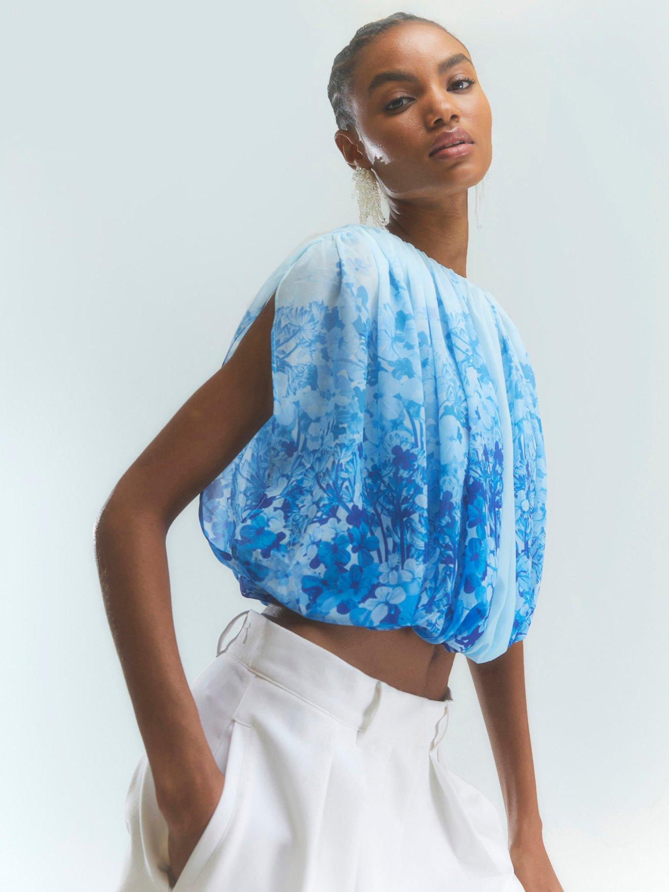 River Island Bubble Hem Top - Blue | Very