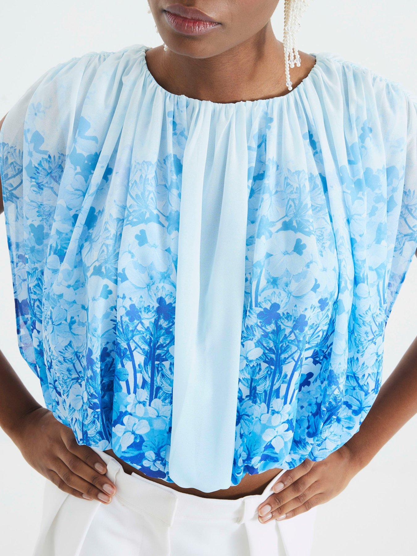 River Island Bubble Hem Top - Blue | Very