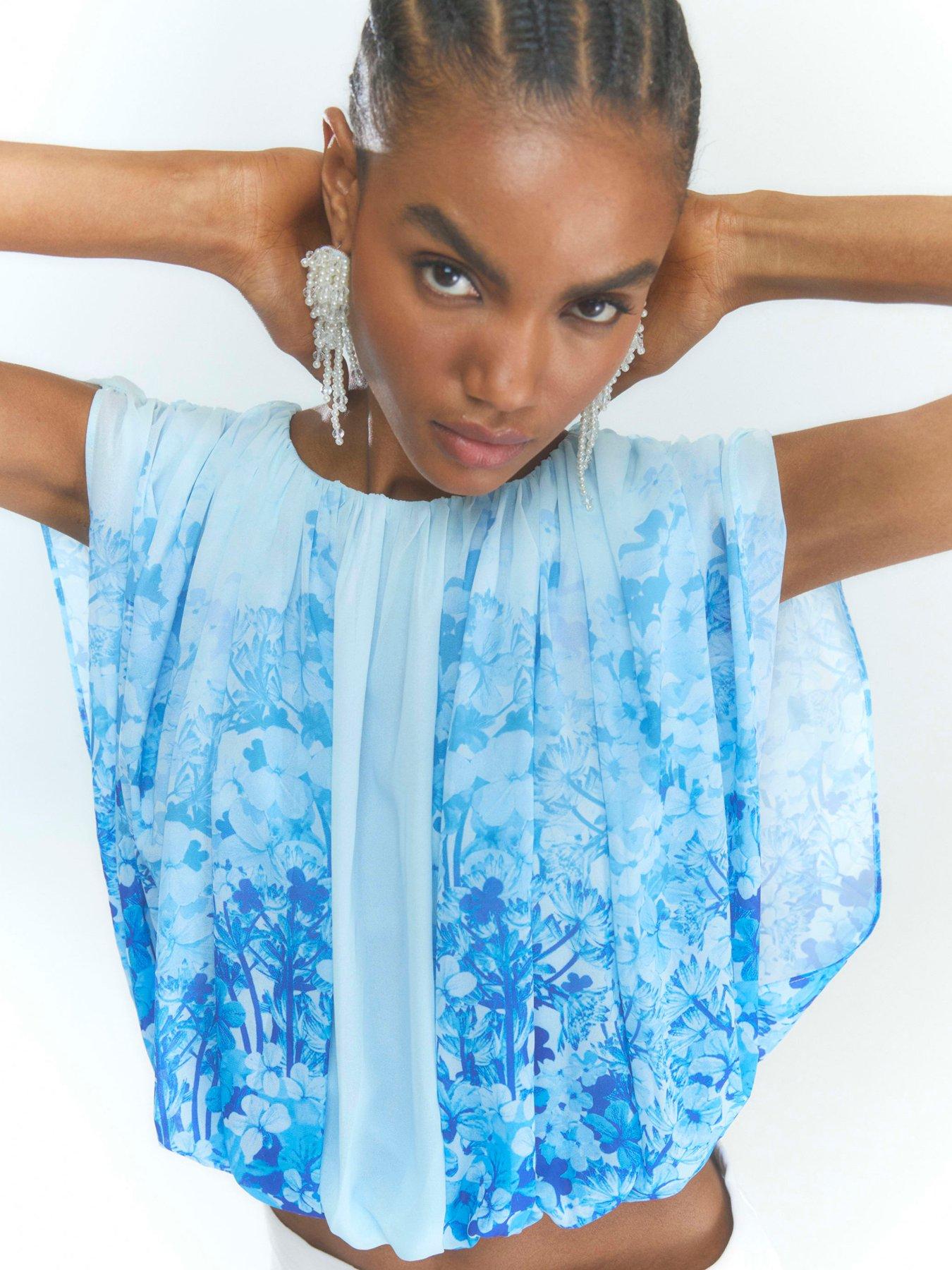 River Island Bubble Hem Top - Blue | Very