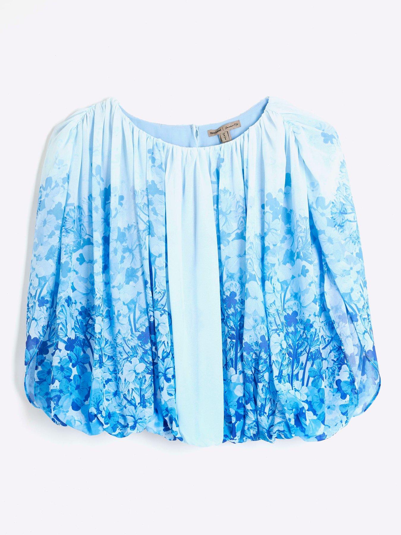 River Island Bubble Hem Top - Blue | Very
