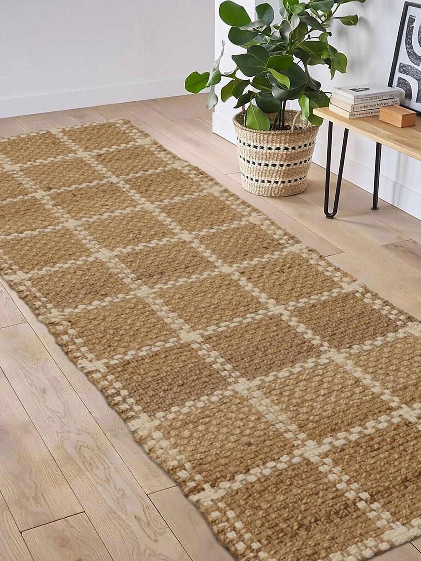 Very Home Jute Check Runner - Natural | Very