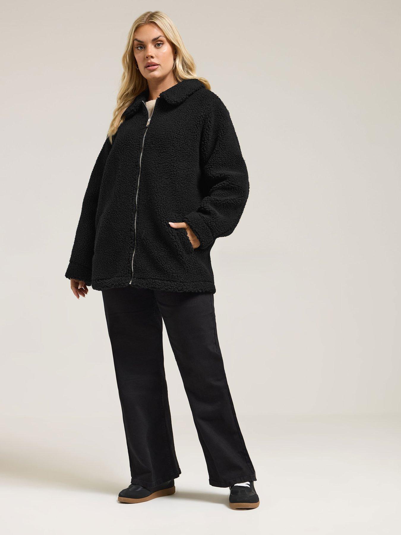 Yours Curve Heavy Zip Through Borg Jacket - Black | Very