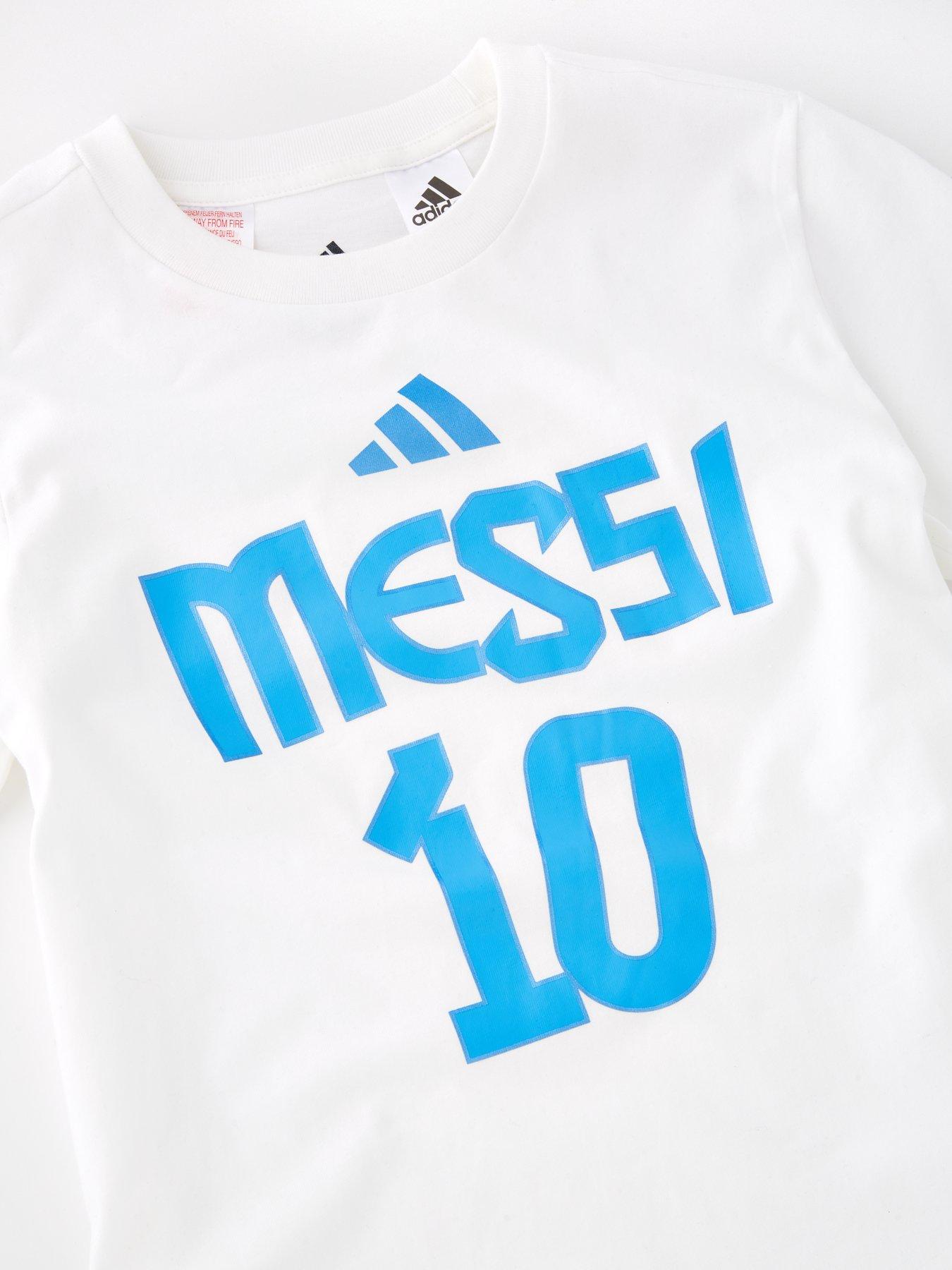 adidas Junior Messi Name And Number Tee - White | Very