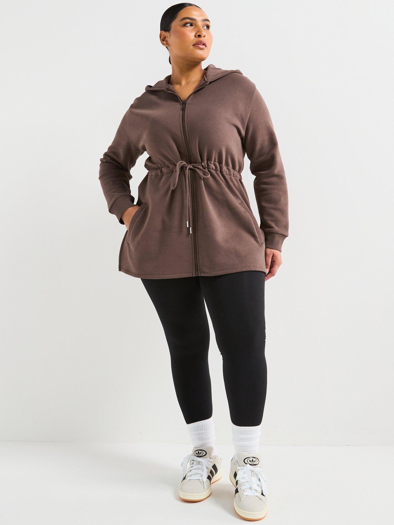V by Very Curve Zip Through Hoodie - Brown | Very