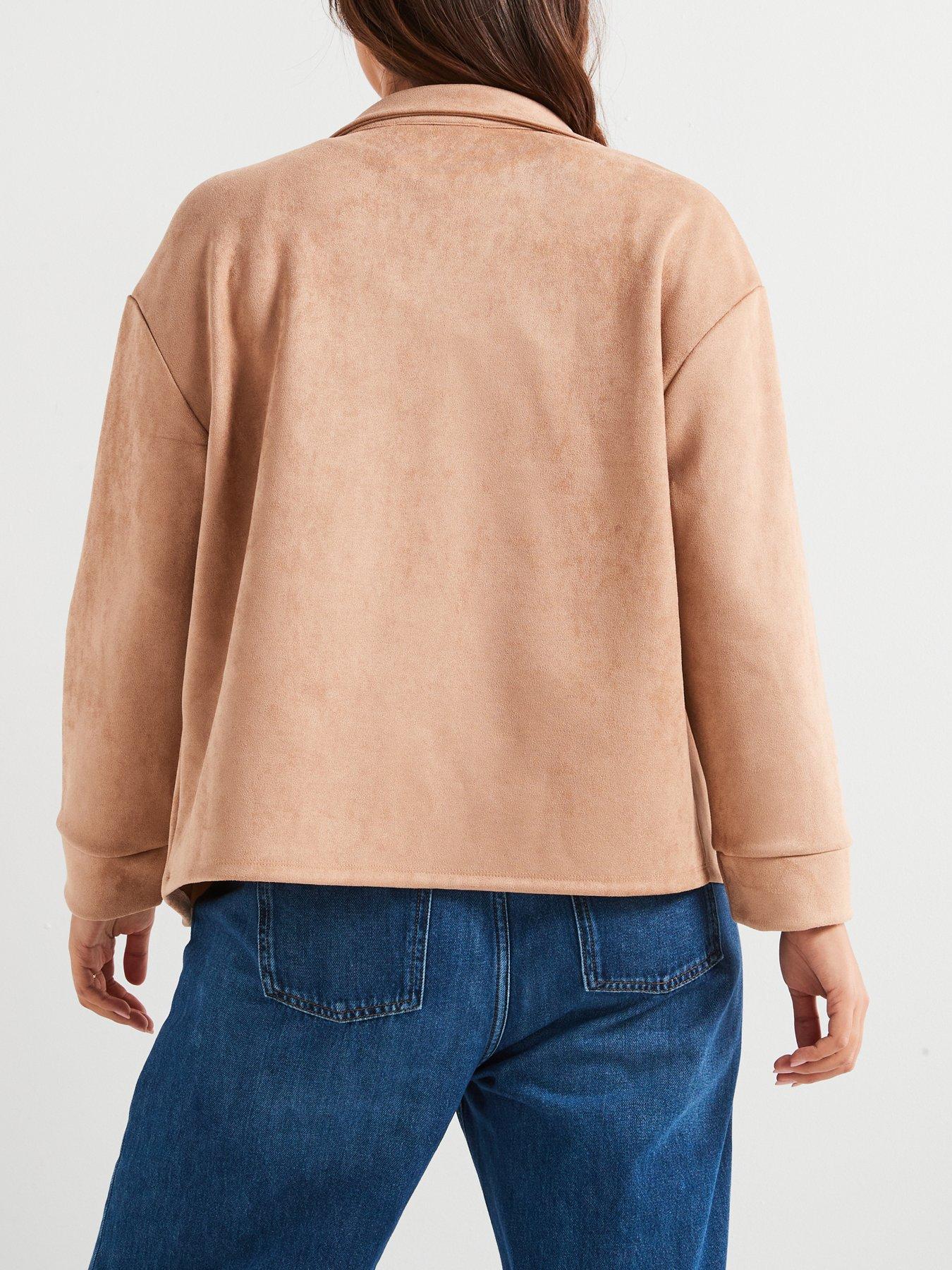 V by Very Curve Suedette Shacket - Beige | Very