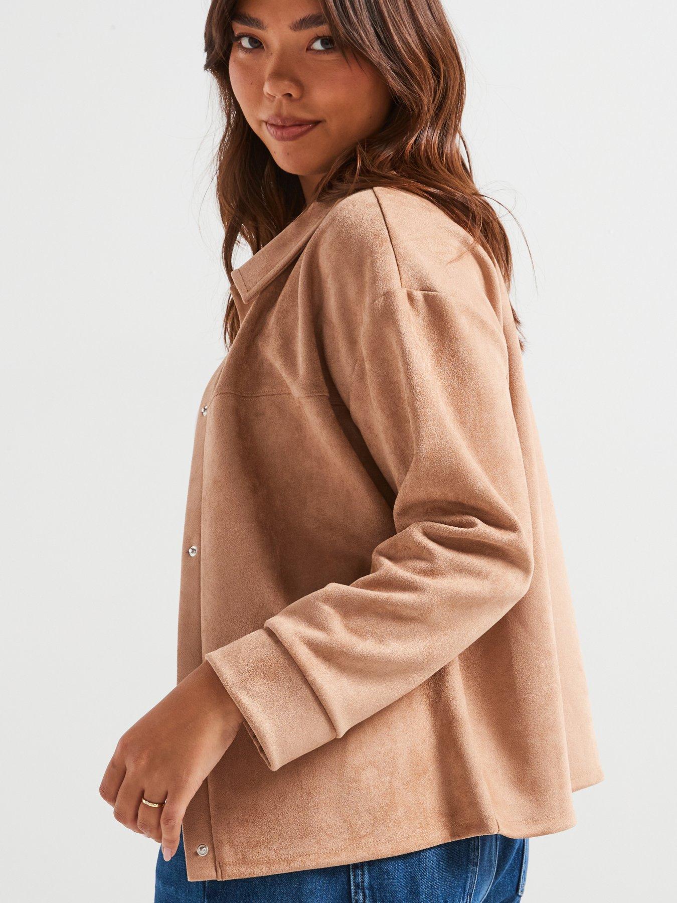 V by Very Curve Suedette Shacket - Beige | Very