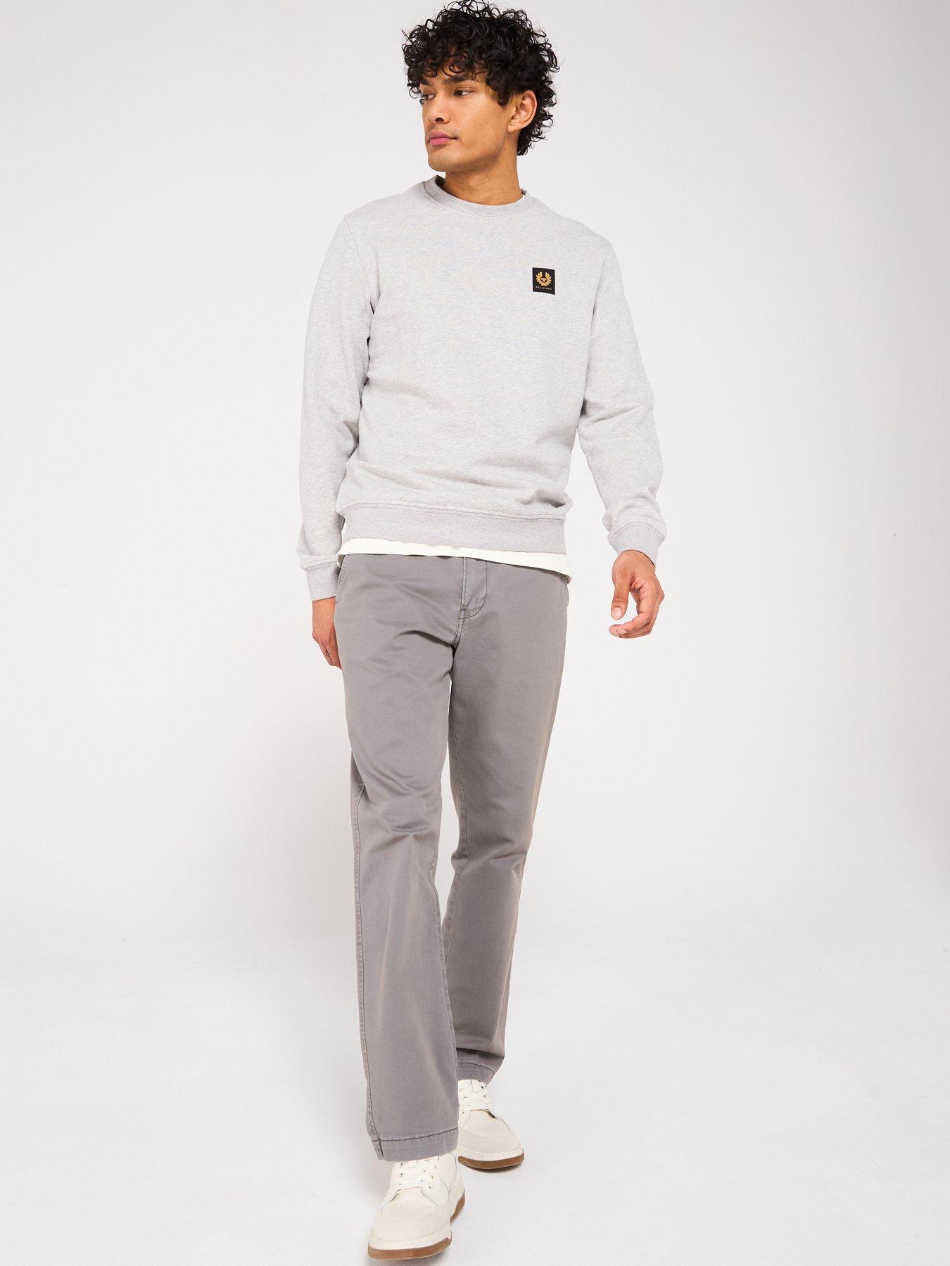 Belstaff Left Chest Patch Logo Regular Fit Crew Neck Sweatshirt - Light ...