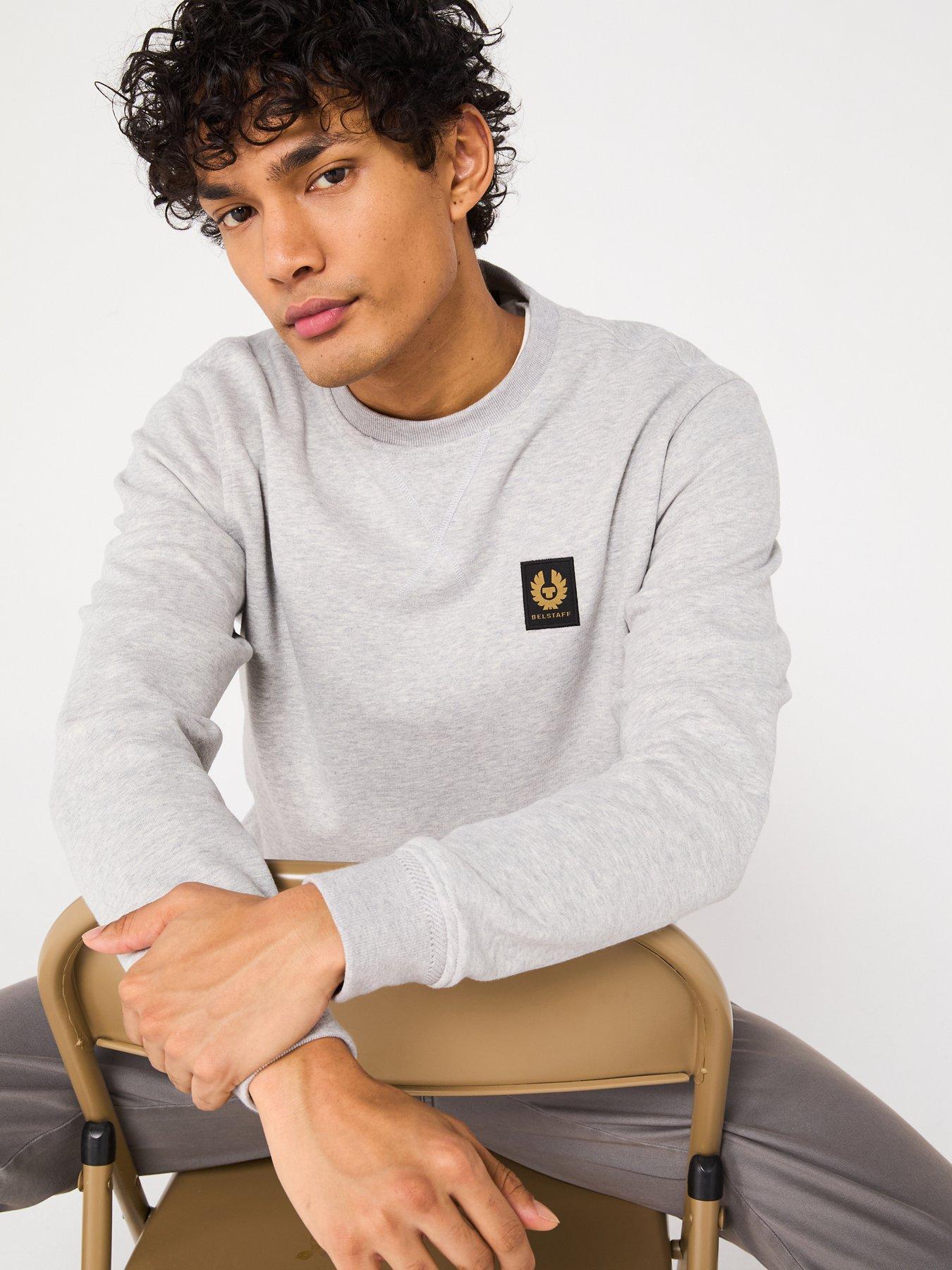 Belstaff Left Chest Patch Logo Regular Fit Crew Neck Sweatshirt - Light ...