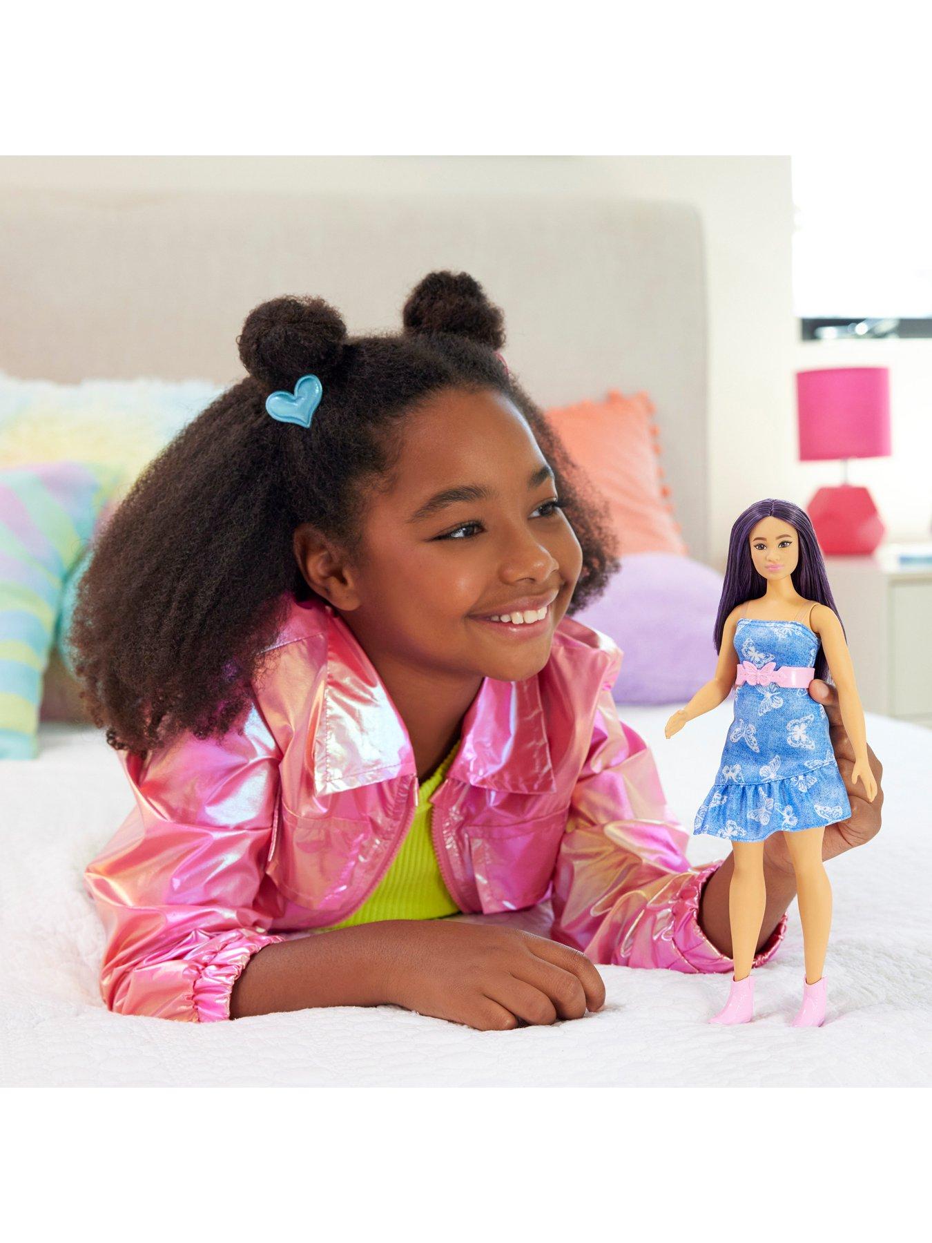 Barbie Fashionistas Doll #231 in Denim Butterfly Dress with Pink Belt ...