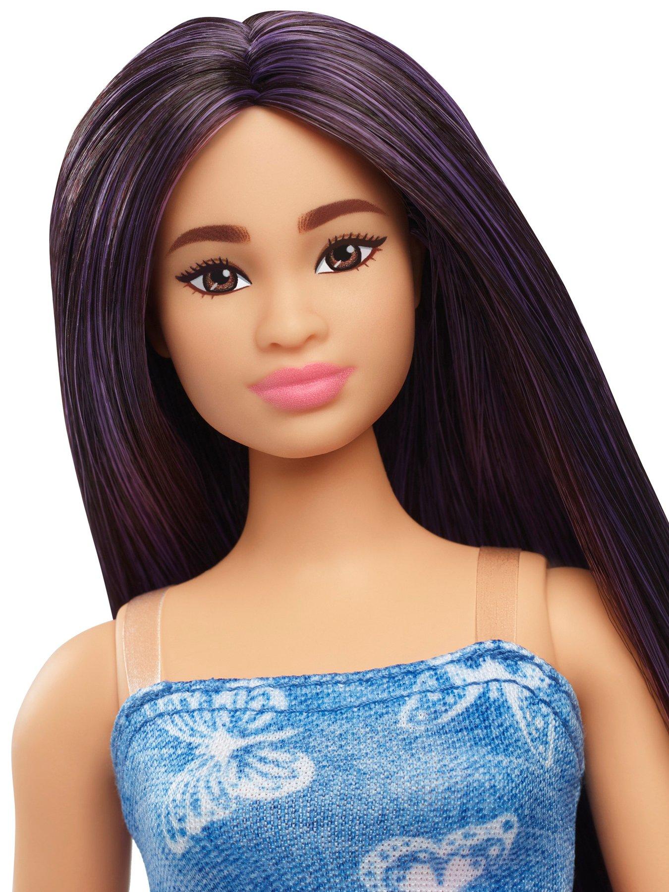 Barbie Fashionistas Doll #231 in Denim Butterfly Dress with Pink Belt ...