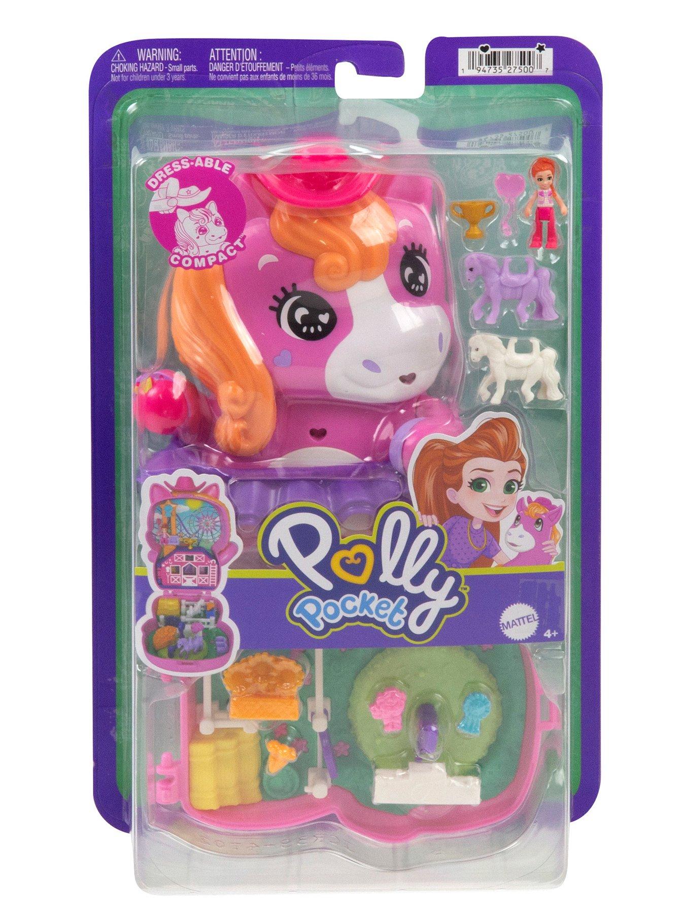 Polly Pocket Pony Rodeo Compact Playset with 1 Micro Doll and Pet ...