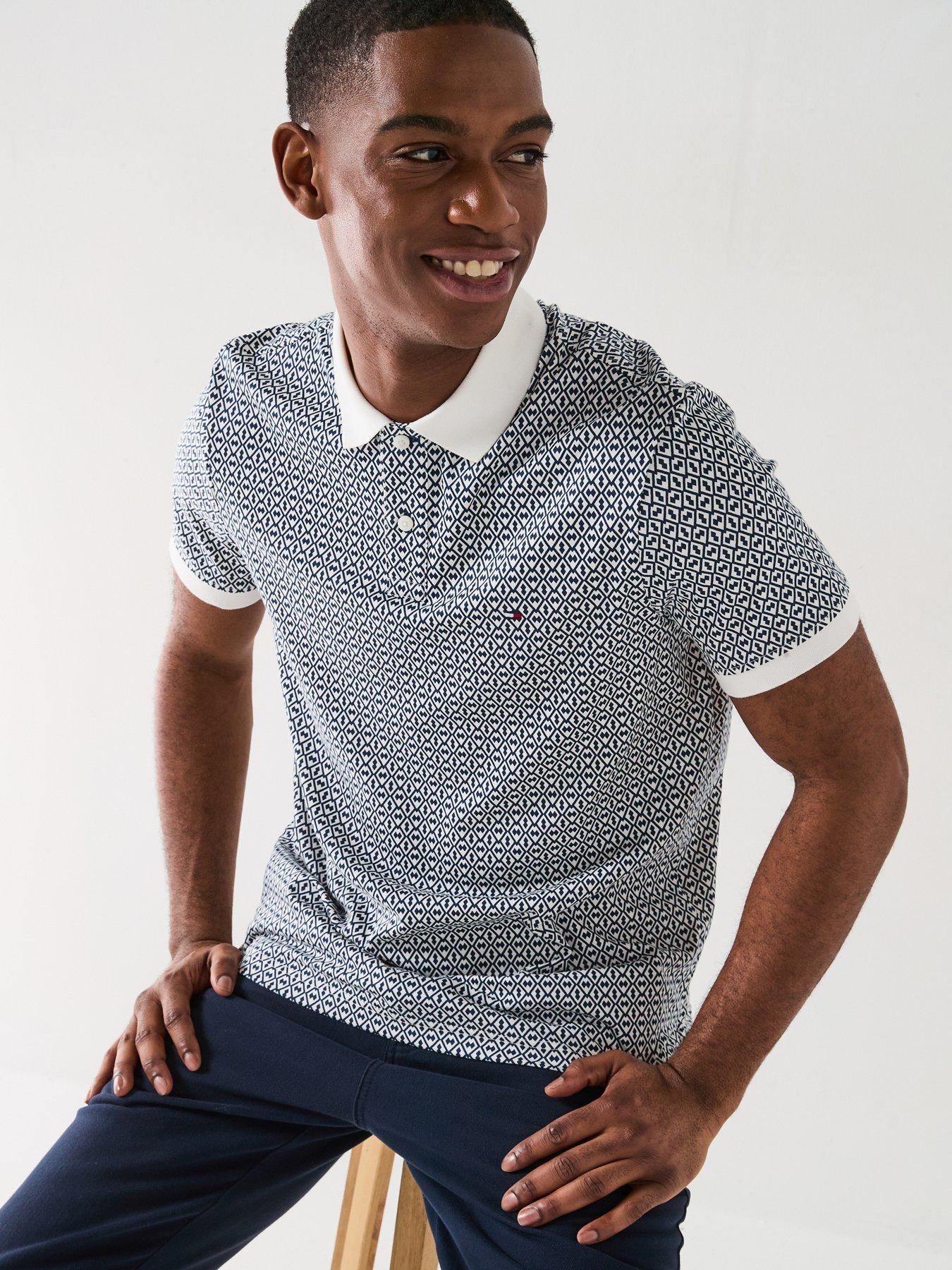 Tommy Hilfiger Regular Fit Interlock All Over Print Polo Shirt - Off ...