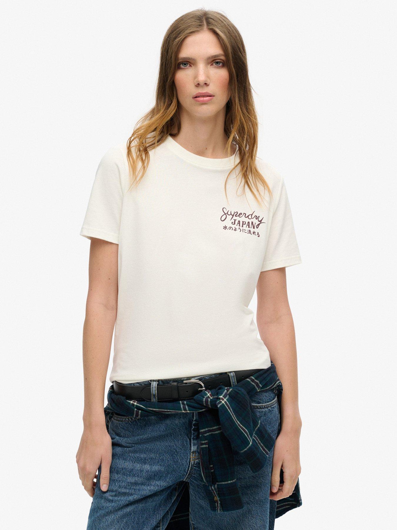 Superdry Tokyo Rhinestone RT-Shirt - White | Very