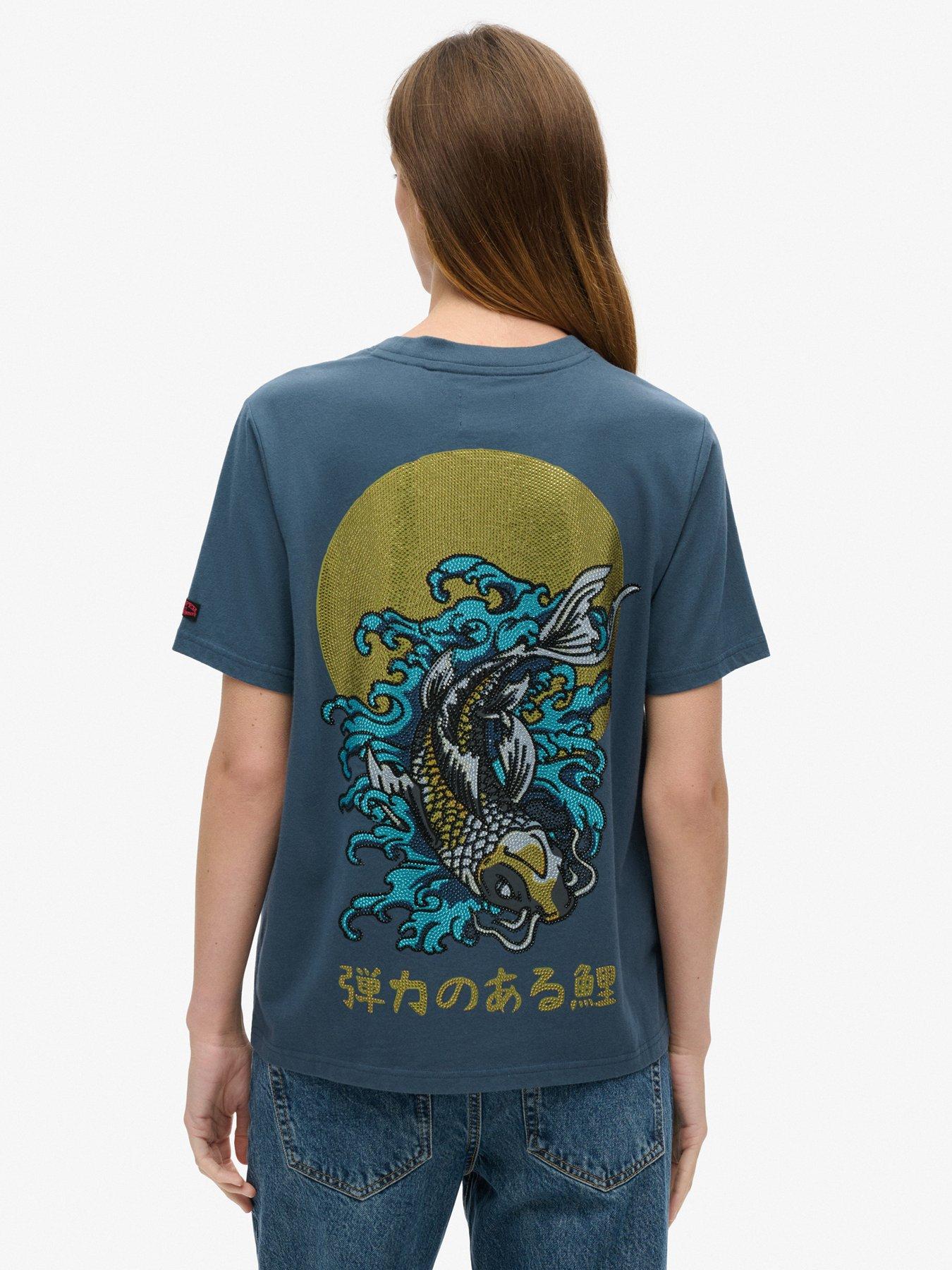 Superdry Tokyo Rhinestone T-Shirt - Black | Very