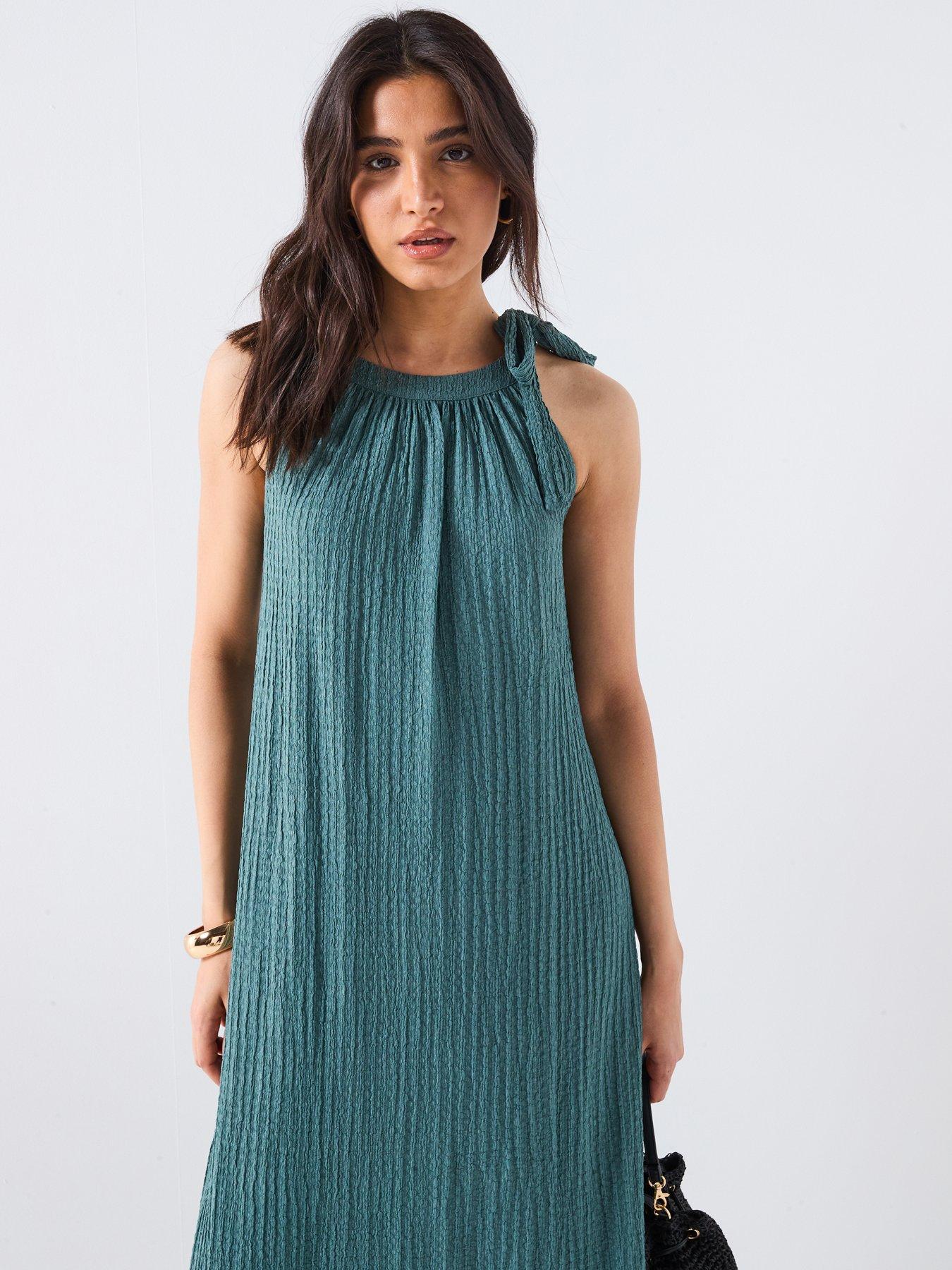 V by Very Tie Neck Maxi Dress - Green | Very