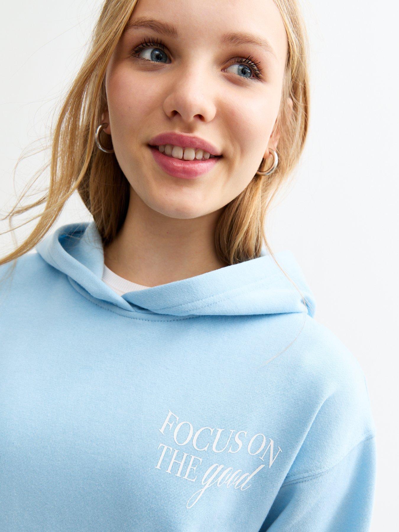 New Look 915 Girls Focus On The Good Hoodie - Blue | Very