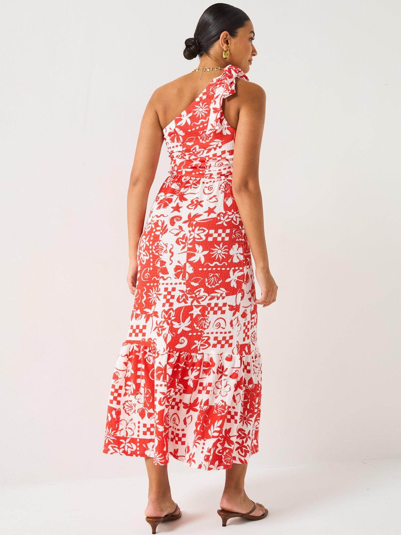 V by Very One Shoulder Dress - Red | Very