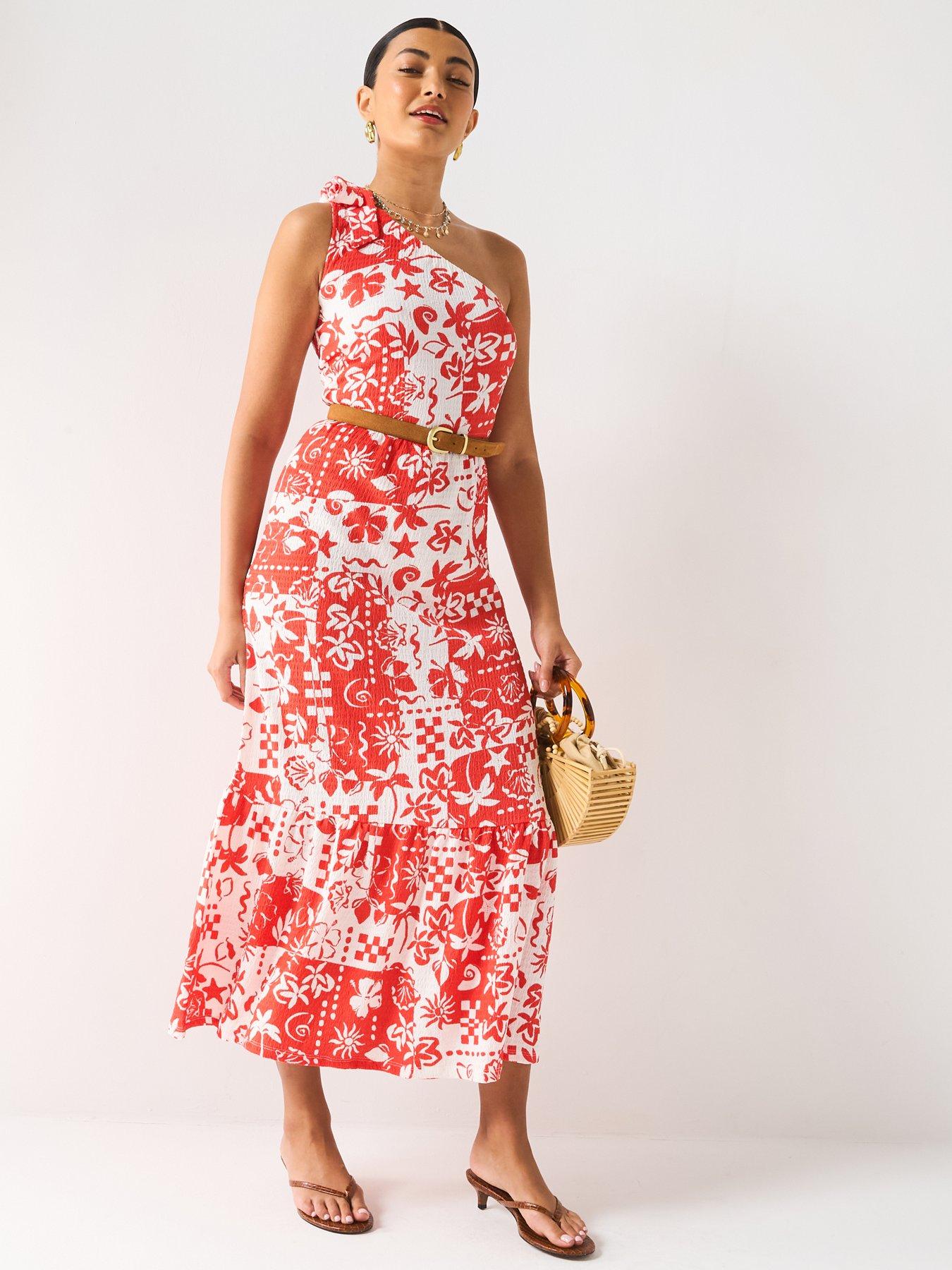 V by Very One Shoulder Dress - Red | Very