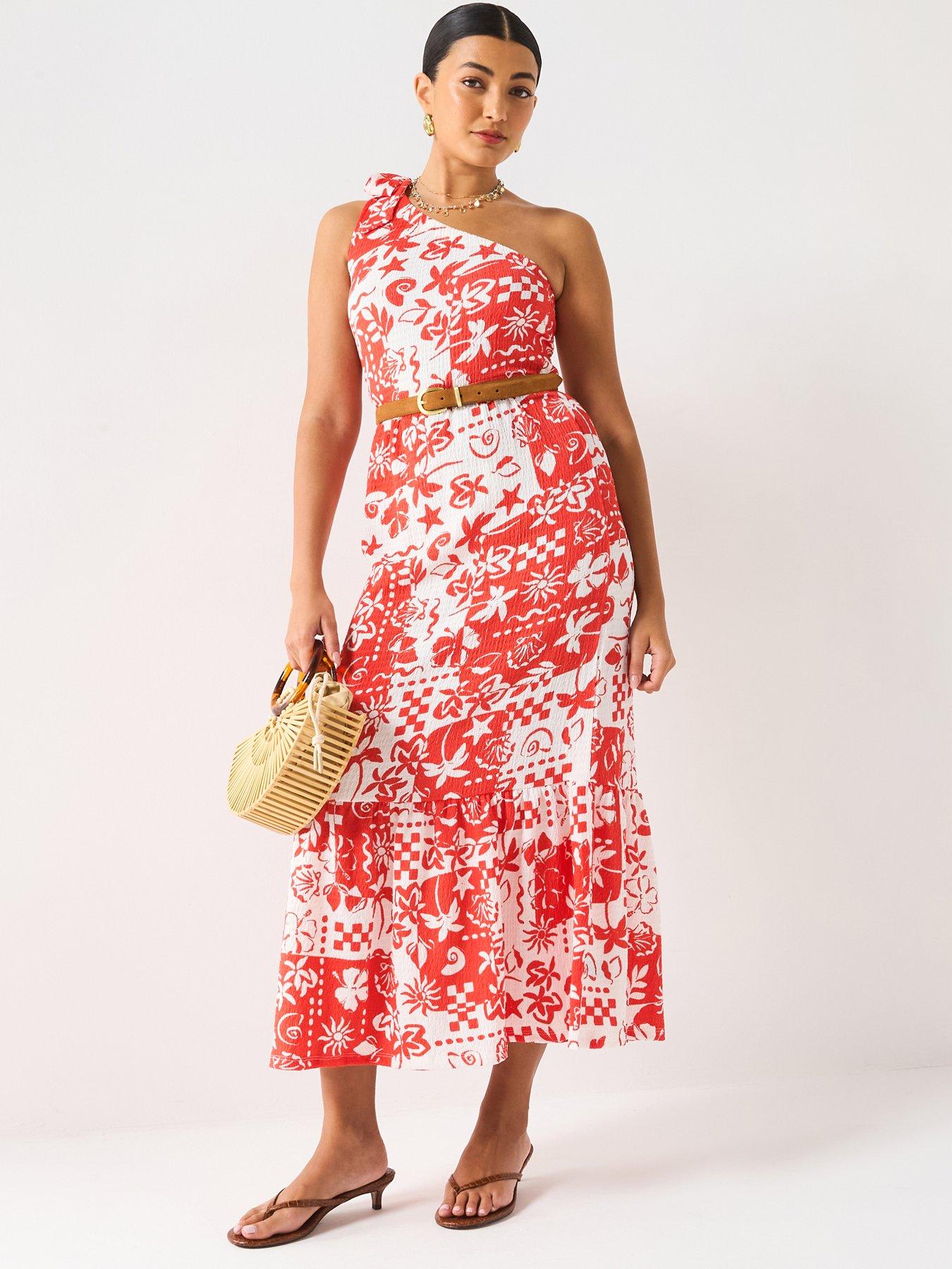 V by Very One Shoulder Dress - Red | Very