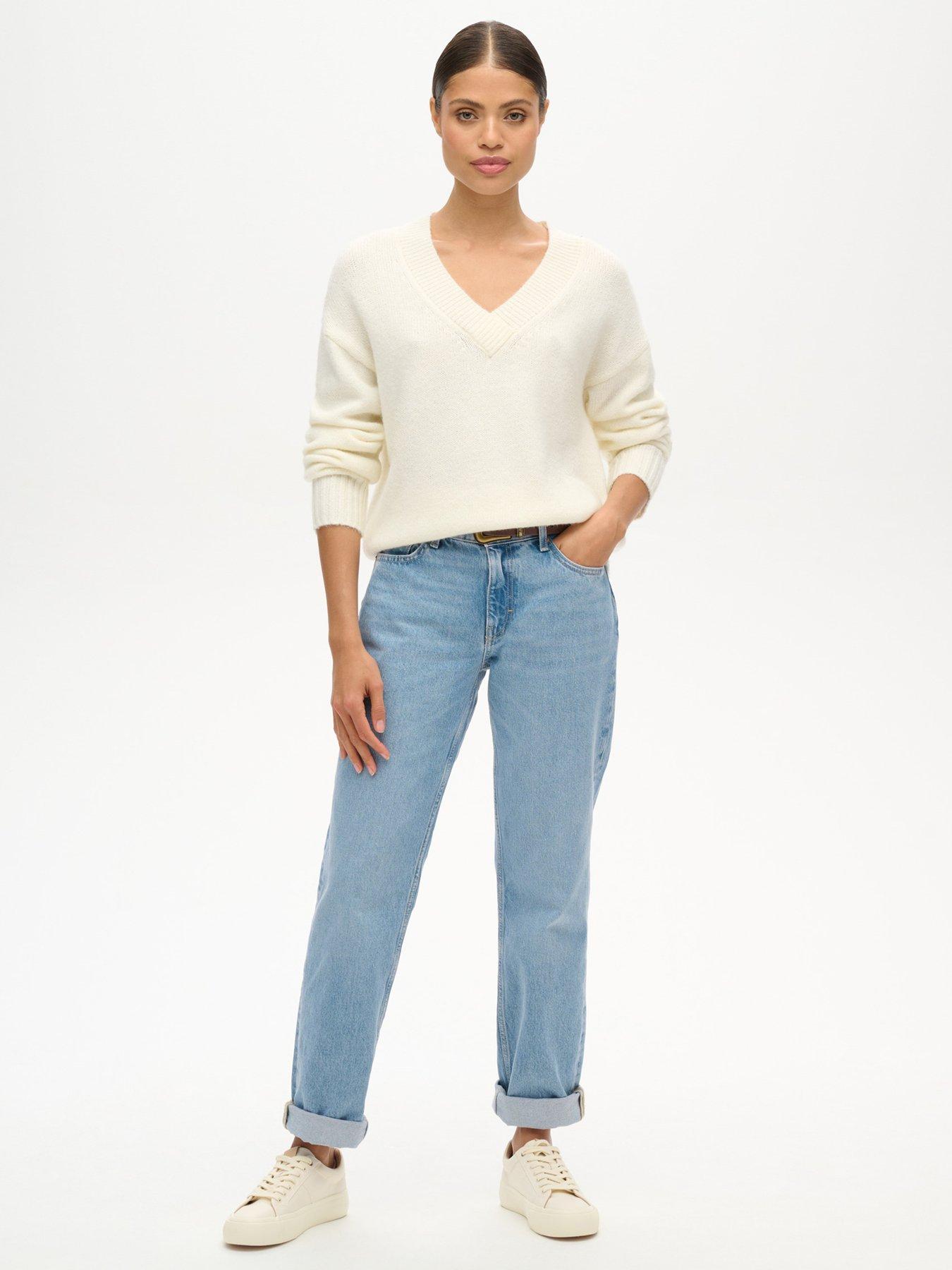 Superdry Essential V Neck Jumper - White | Very
