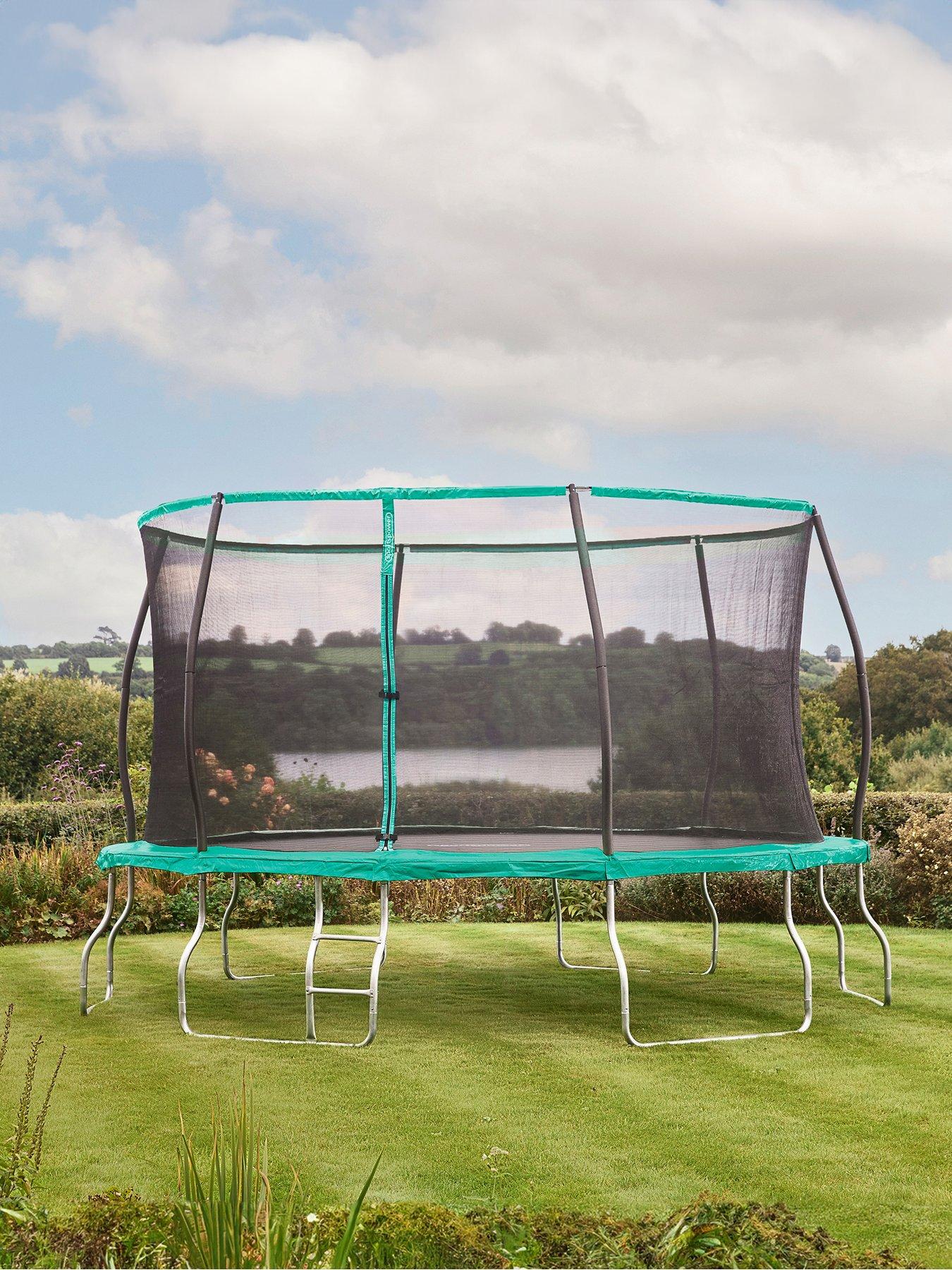Sportspower 14ft Trampoline with Easi-Store Folding Enclosure & Ladder ...