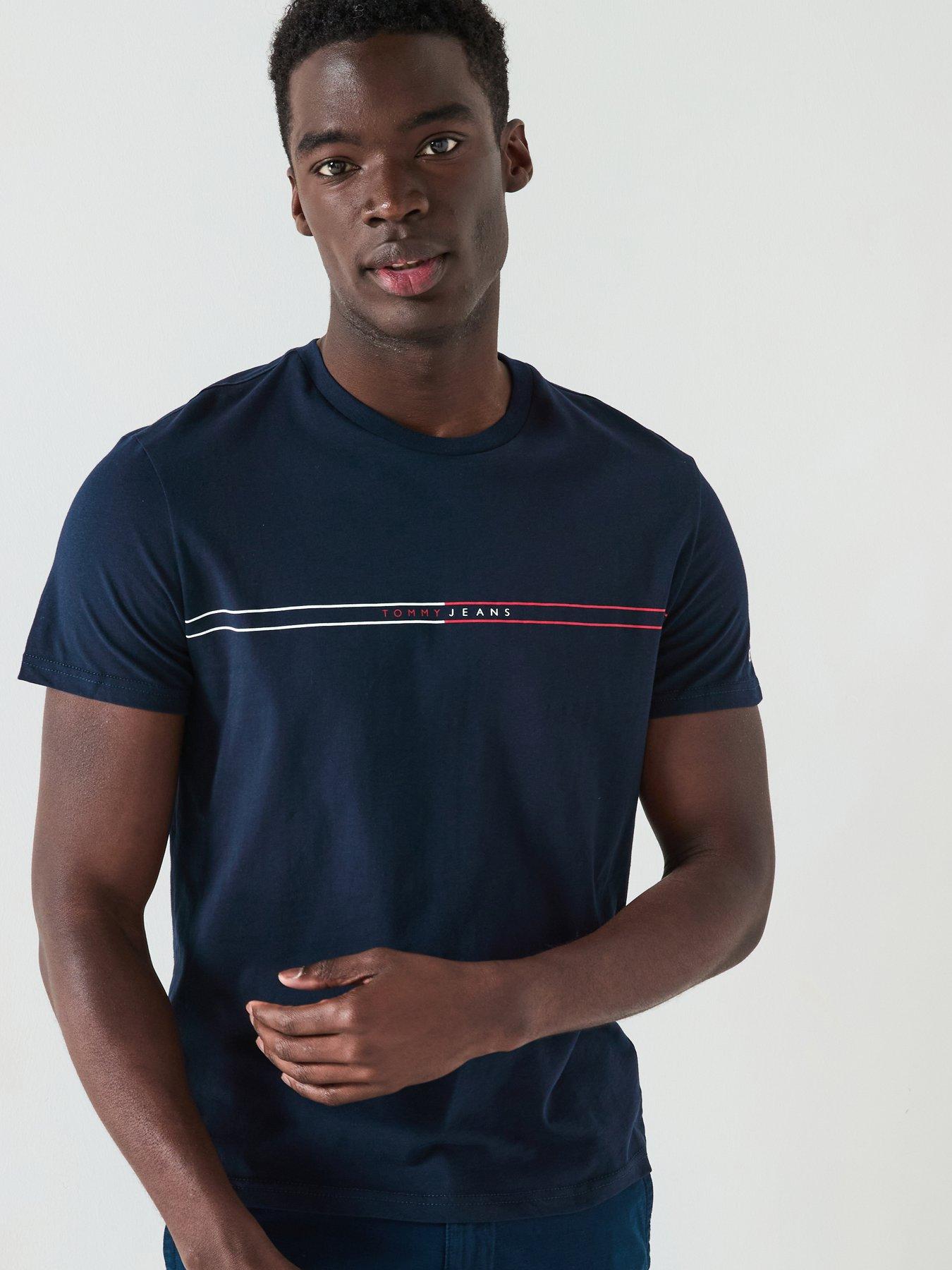 Tommy Jeans Chest Pipe Trim Logo T-Shirt - Navy | Very