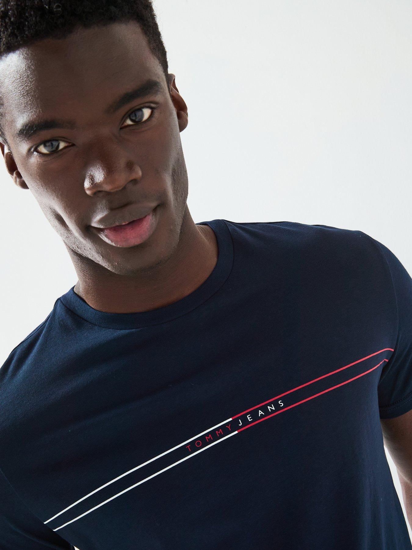 Tommy Jeans Chest Pipe Trim Logo T-Shirt - Navy | Very