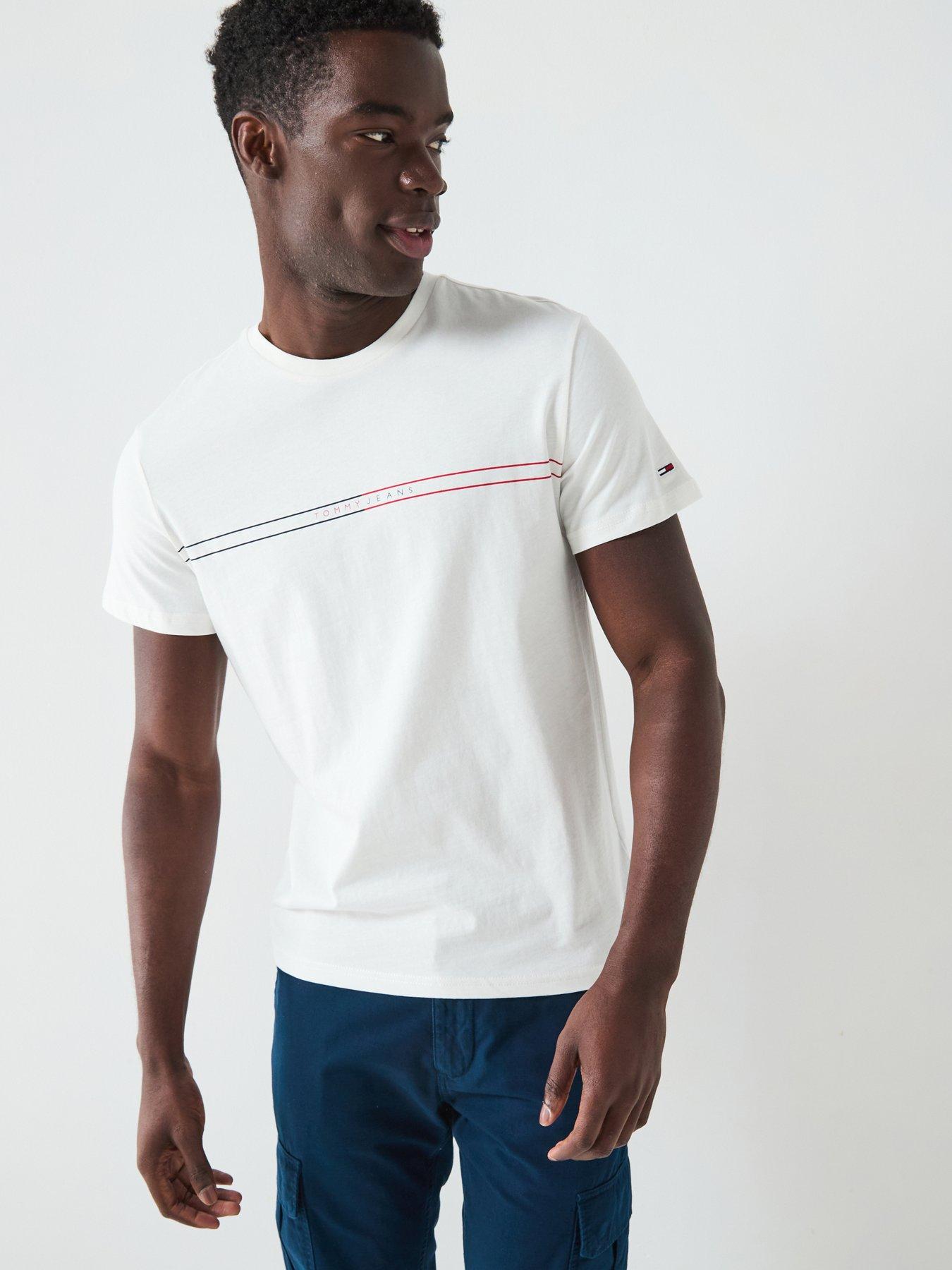 Tommy Jeans Chest Pipe Trim Logo T-Shirt - White | Very