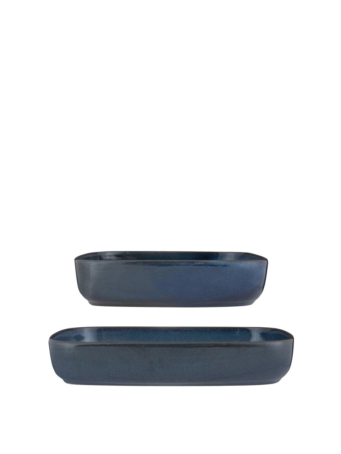 Mason Cash Reactive Set of 2 Rectangle Dishes in Blue | Very