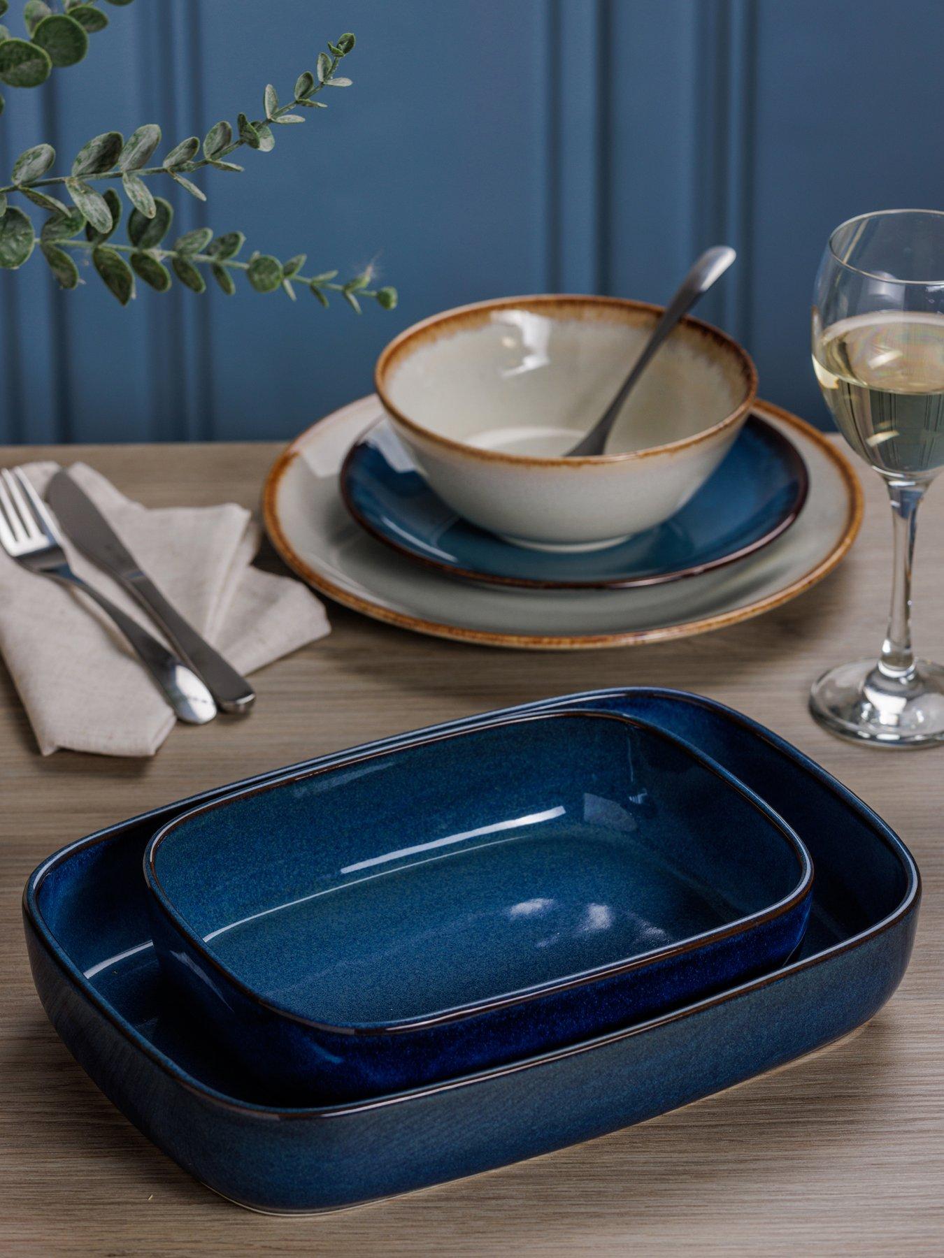 Mason Cash Reactive Set of 2 Rectangle Dishes in Blue | Very