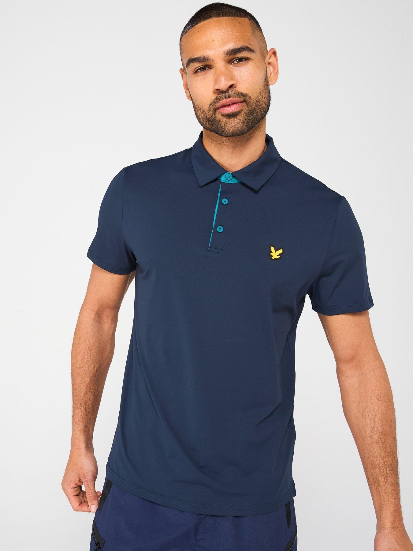 Lyle & Scott Mens Contrast Placket Polo Shirt- Navy | Very