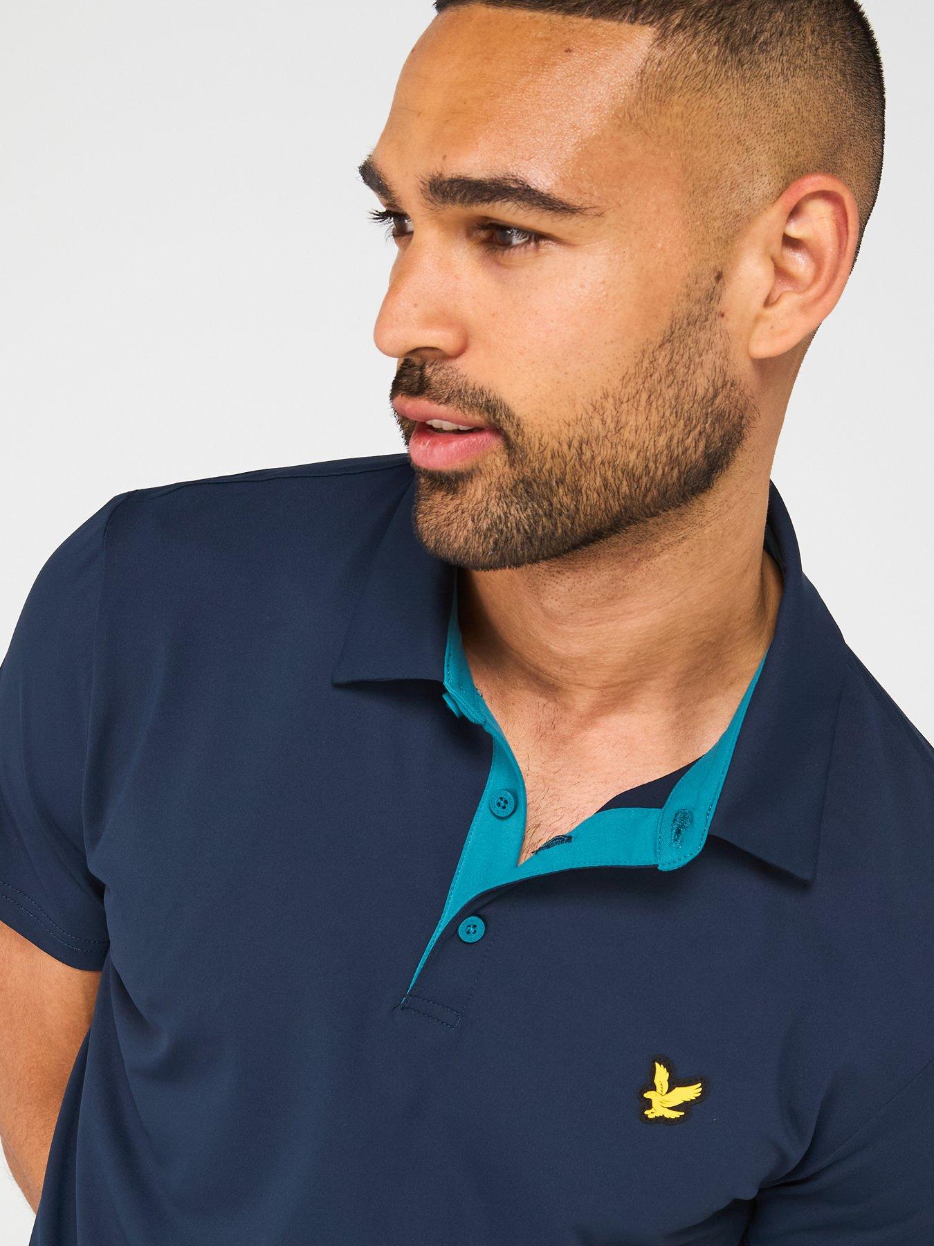 Lyle & Scott Mens Contrast Placket Polo Shirt- Navy | Very