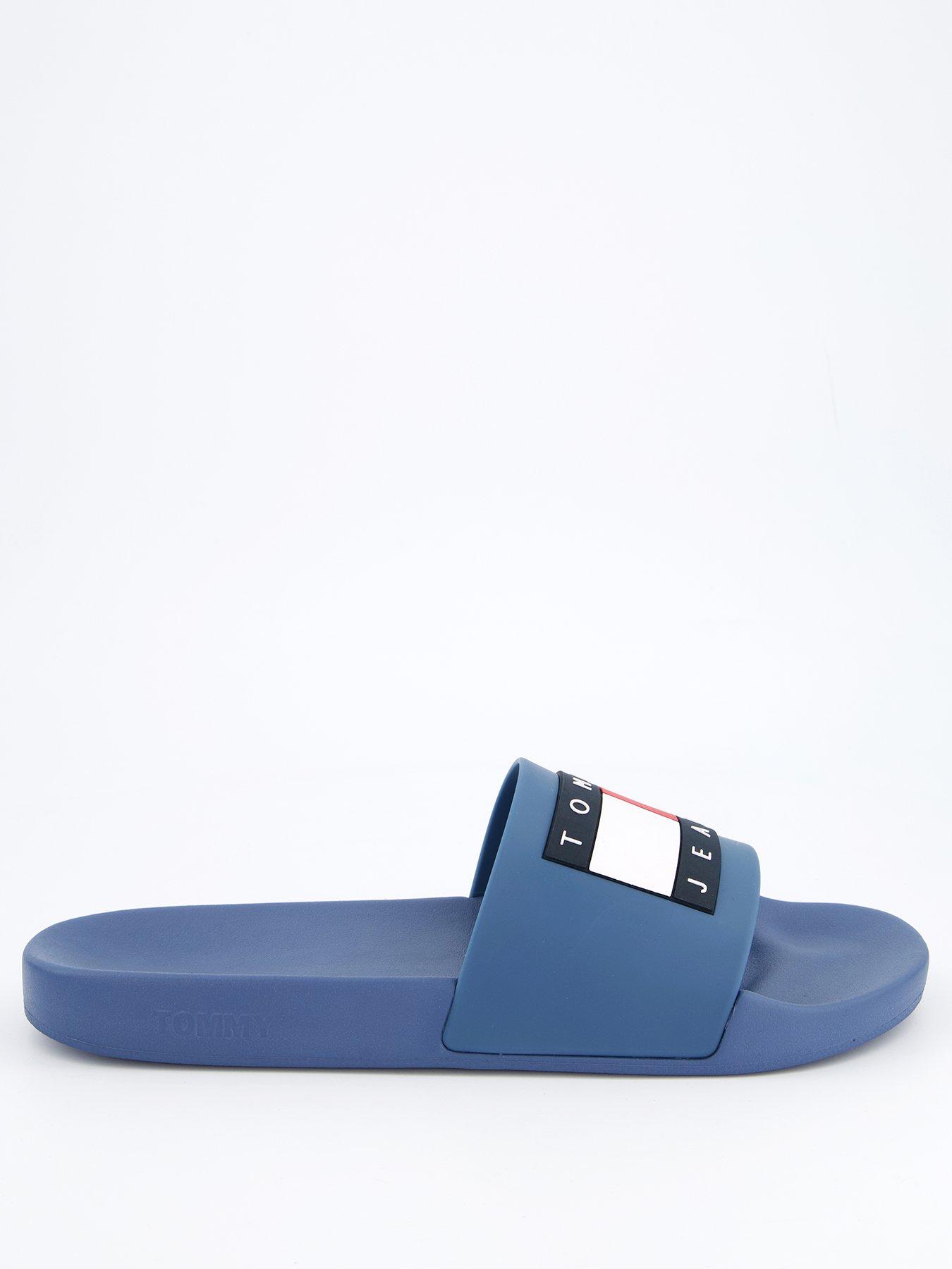 Tommy Jeans Flag Logo Pool Sliders - Light Blue | Very