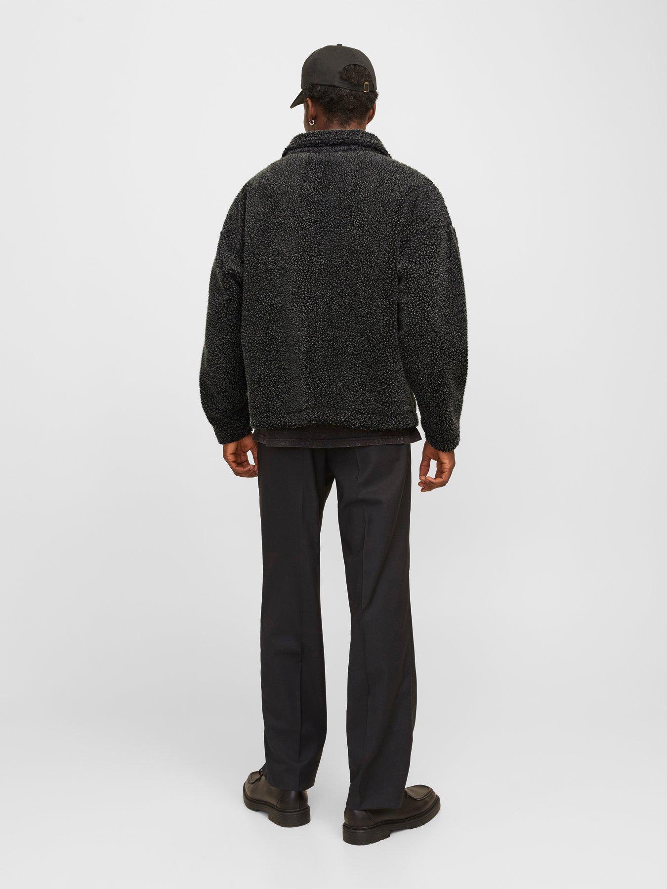 Jack & Jones Oxbury Teddy High Neck Half Zip Sweatshirt - Black | Very